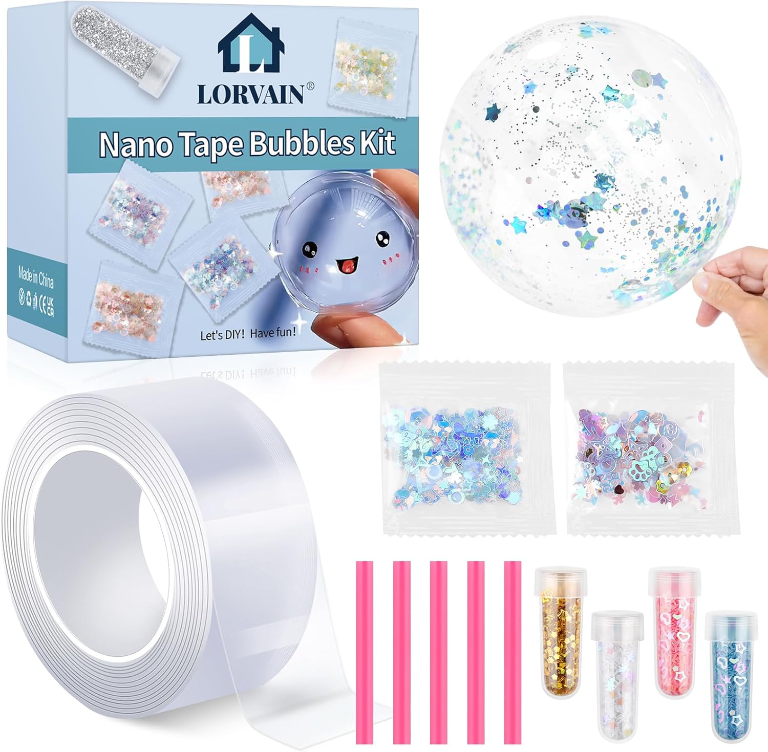 Amazon.com: Lorvain Nano Tape Bubble Kit, 10FT Clear Nano Tape Super Elastic Double Sided Tape ...