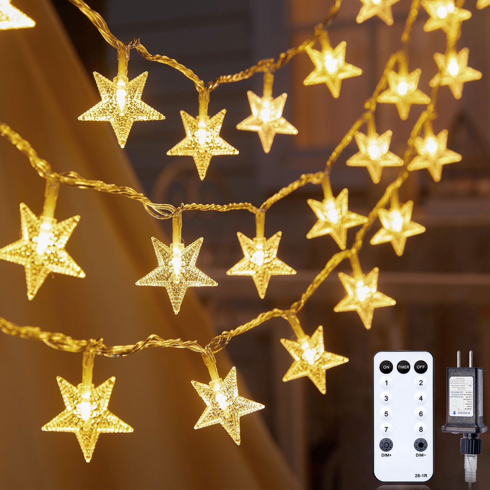 Amazon.com: Star String Lights Plug in - 33 ft 100 LED Star Fairy ...