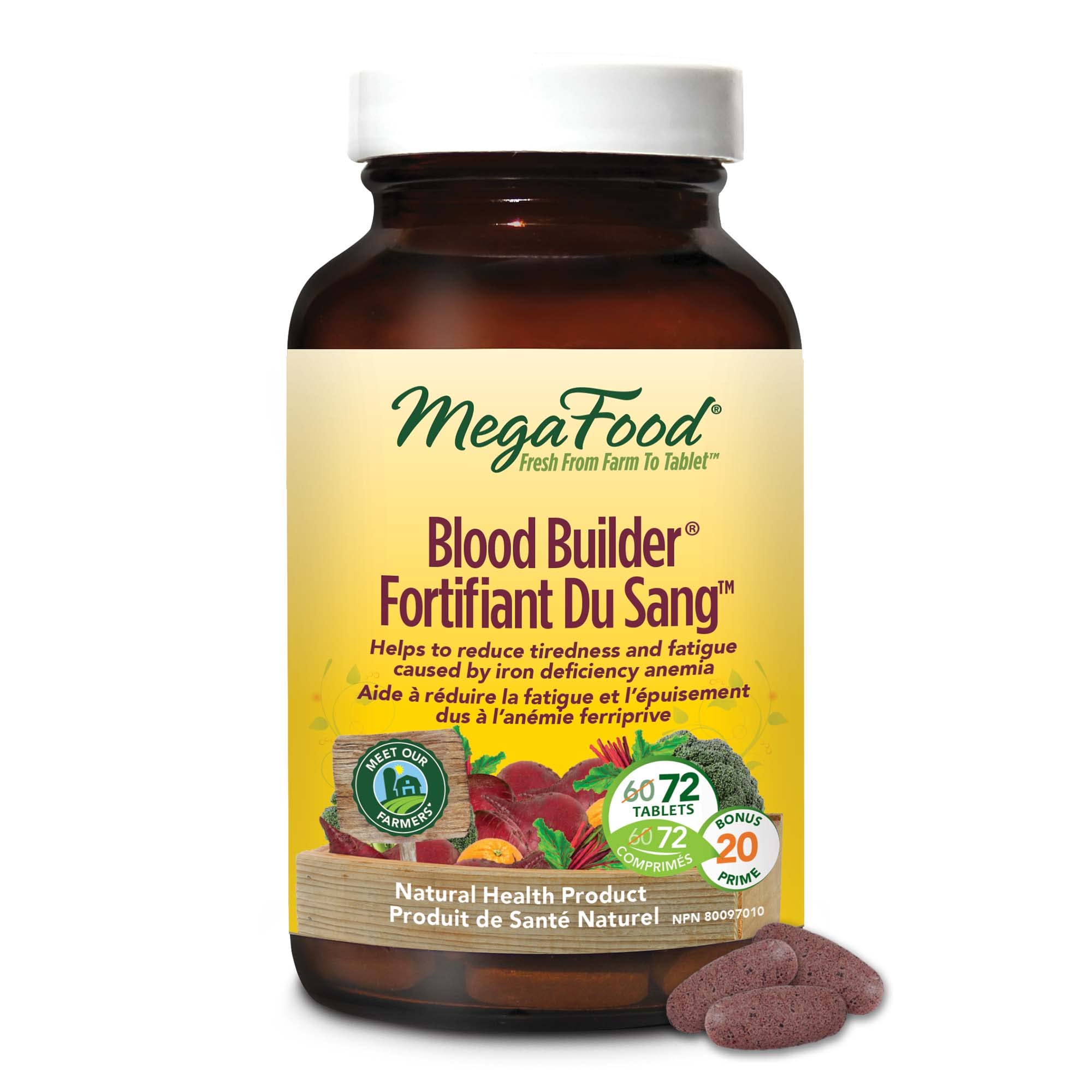 "MegaFood Blood Builder - Vegan Iron Supplements with Vitamin C, Folic ...