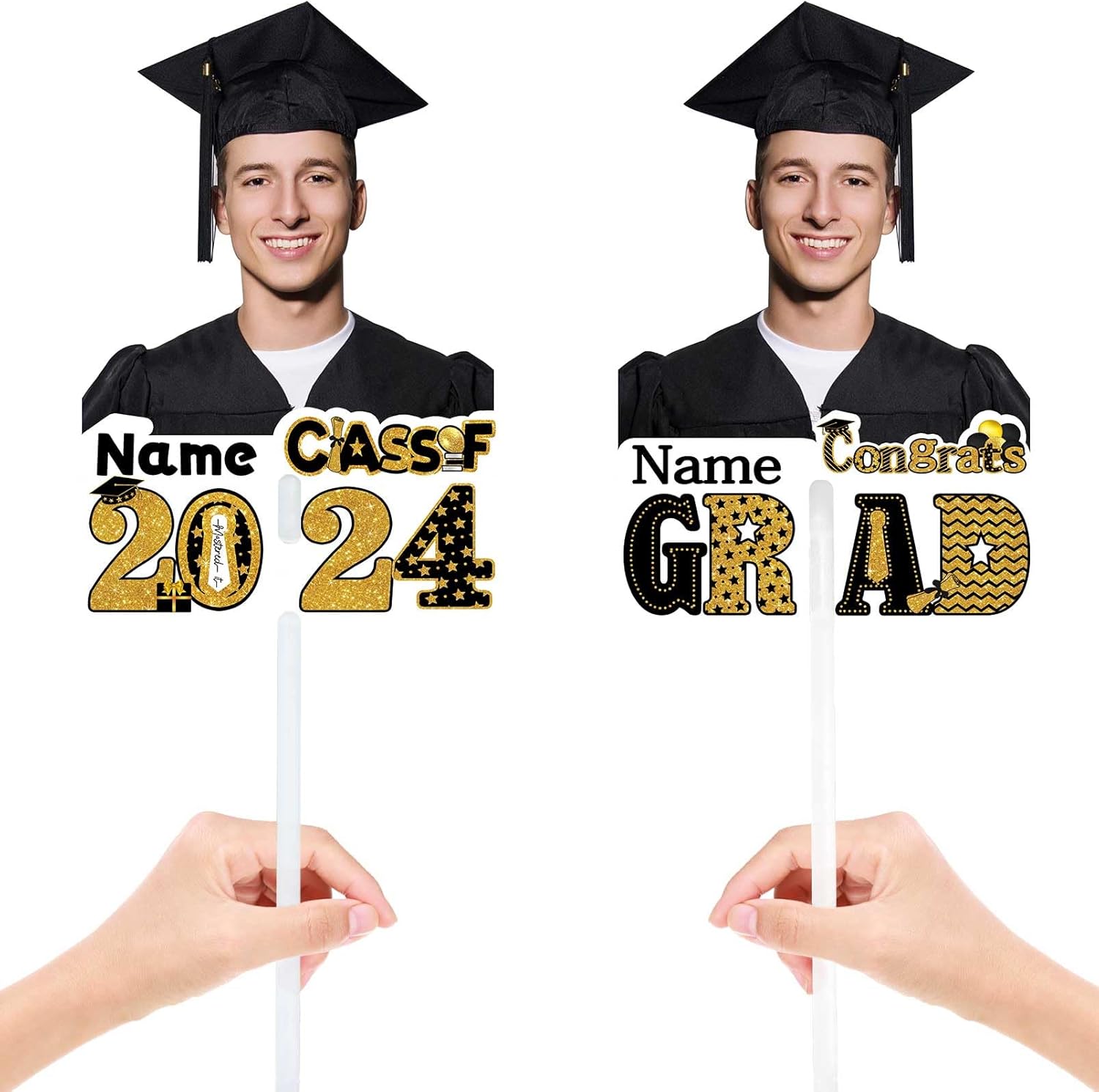 Amazon.com: Aubao Custom Graduation Face Cutout Fans Double-Sided Face ...