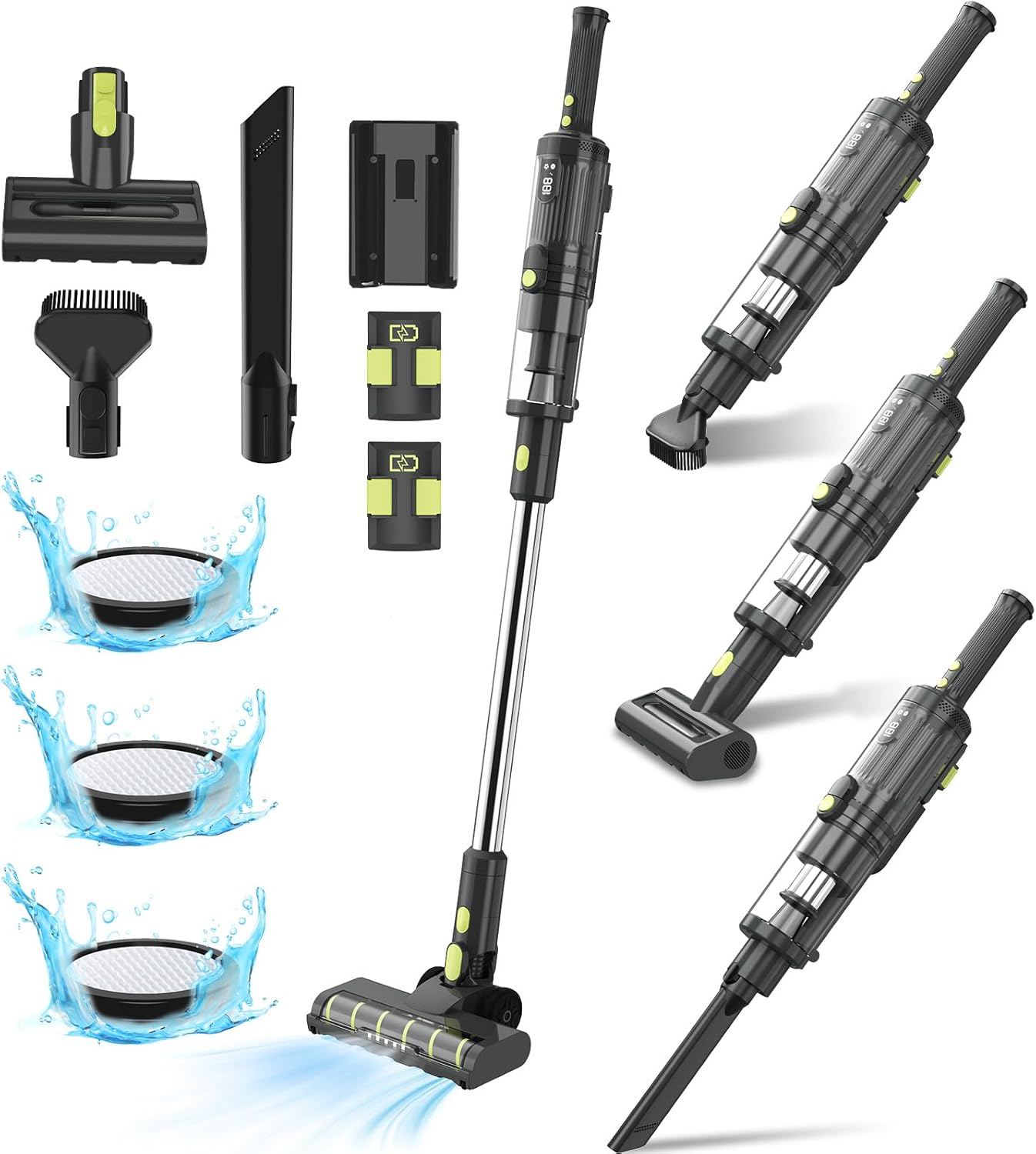 Amazon.com - CareVac+ Cordless Stick Vacuum, 2 x 2500mAh Batteries for ...