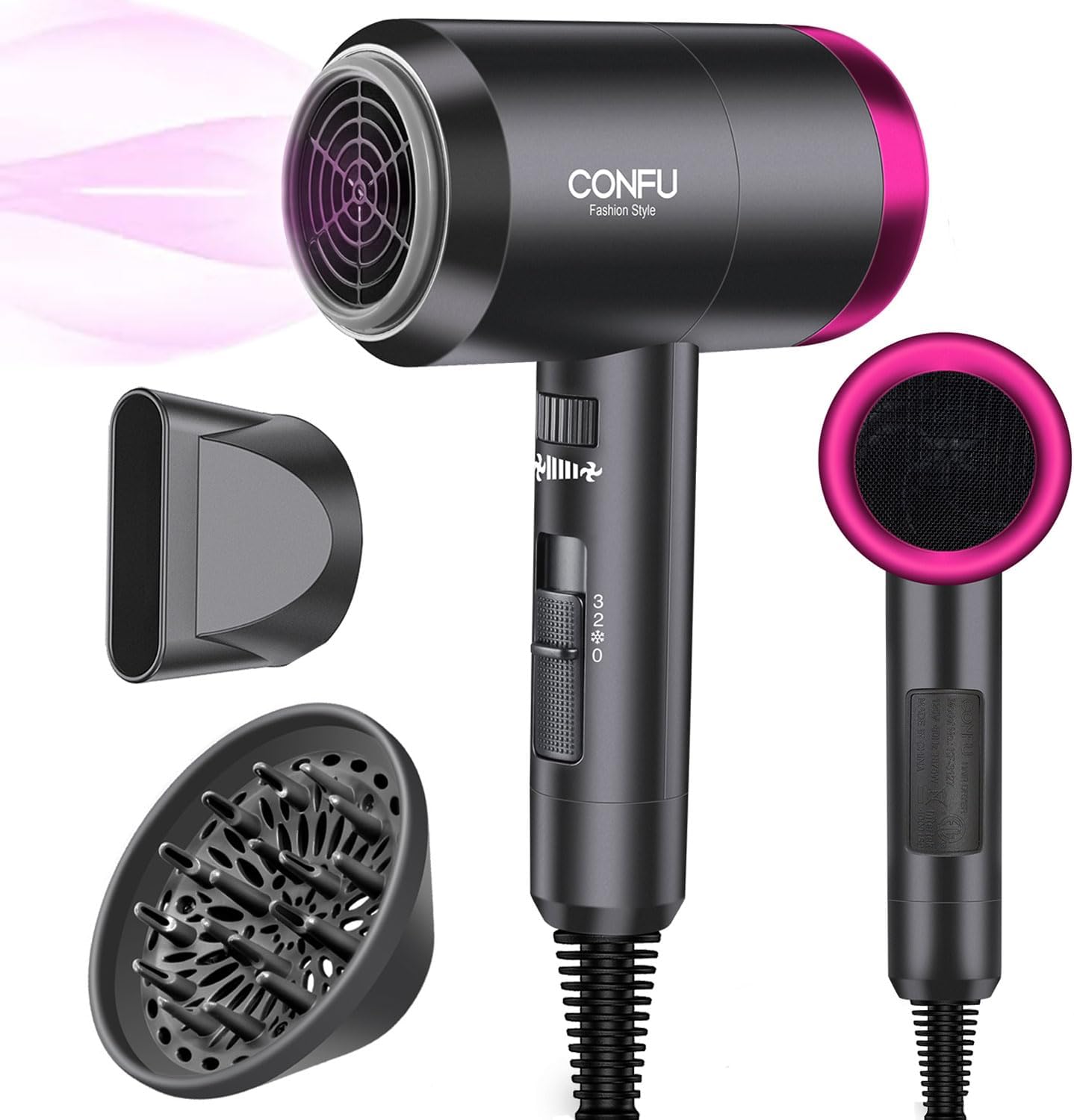 Amazon.com : Hair Dryer with Diffuser, Professional Salon Negative Ions ...