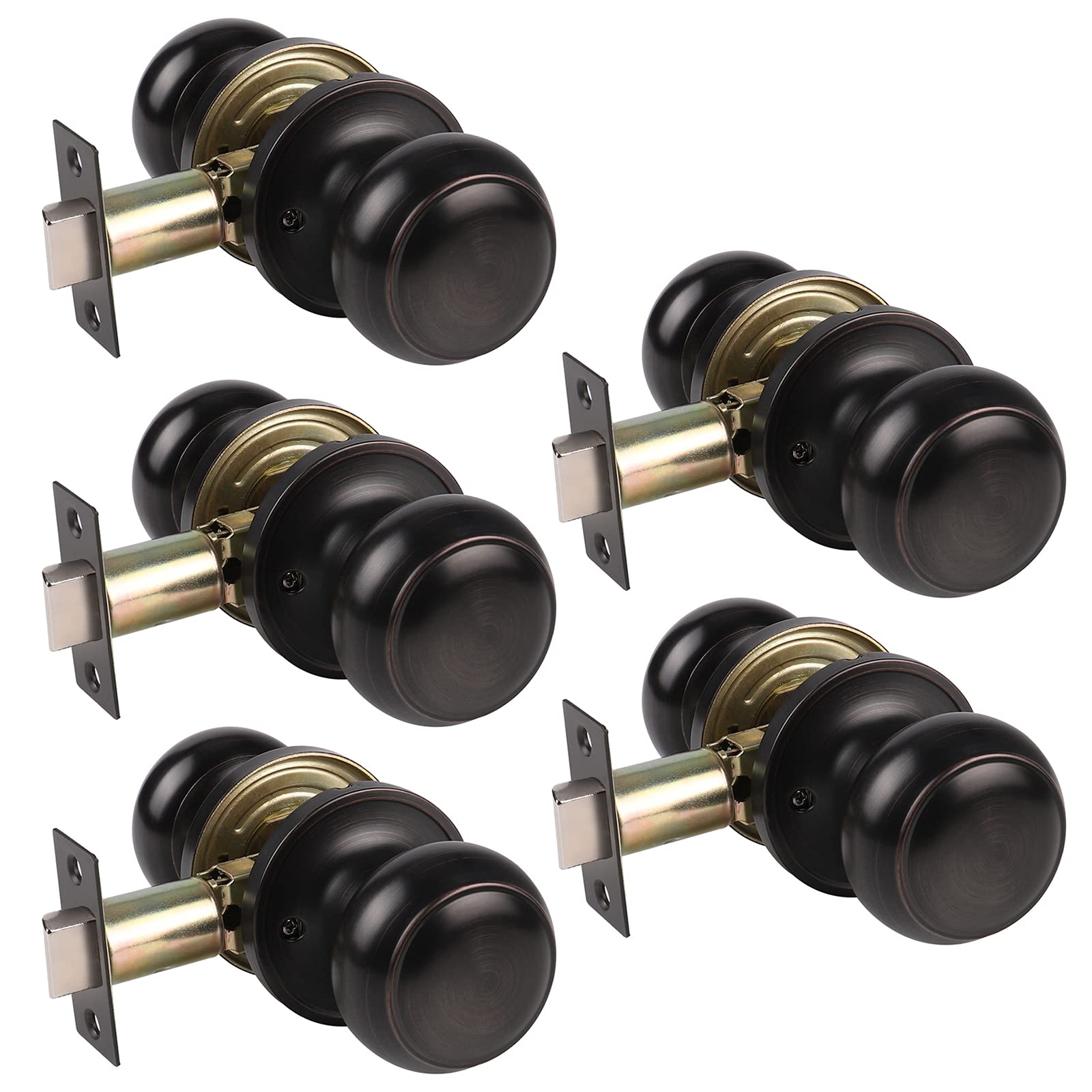Snapklik.com : Interior Door Knobs Oil Rubbed Bronze For Closet Hallway Passage Door Handles ...