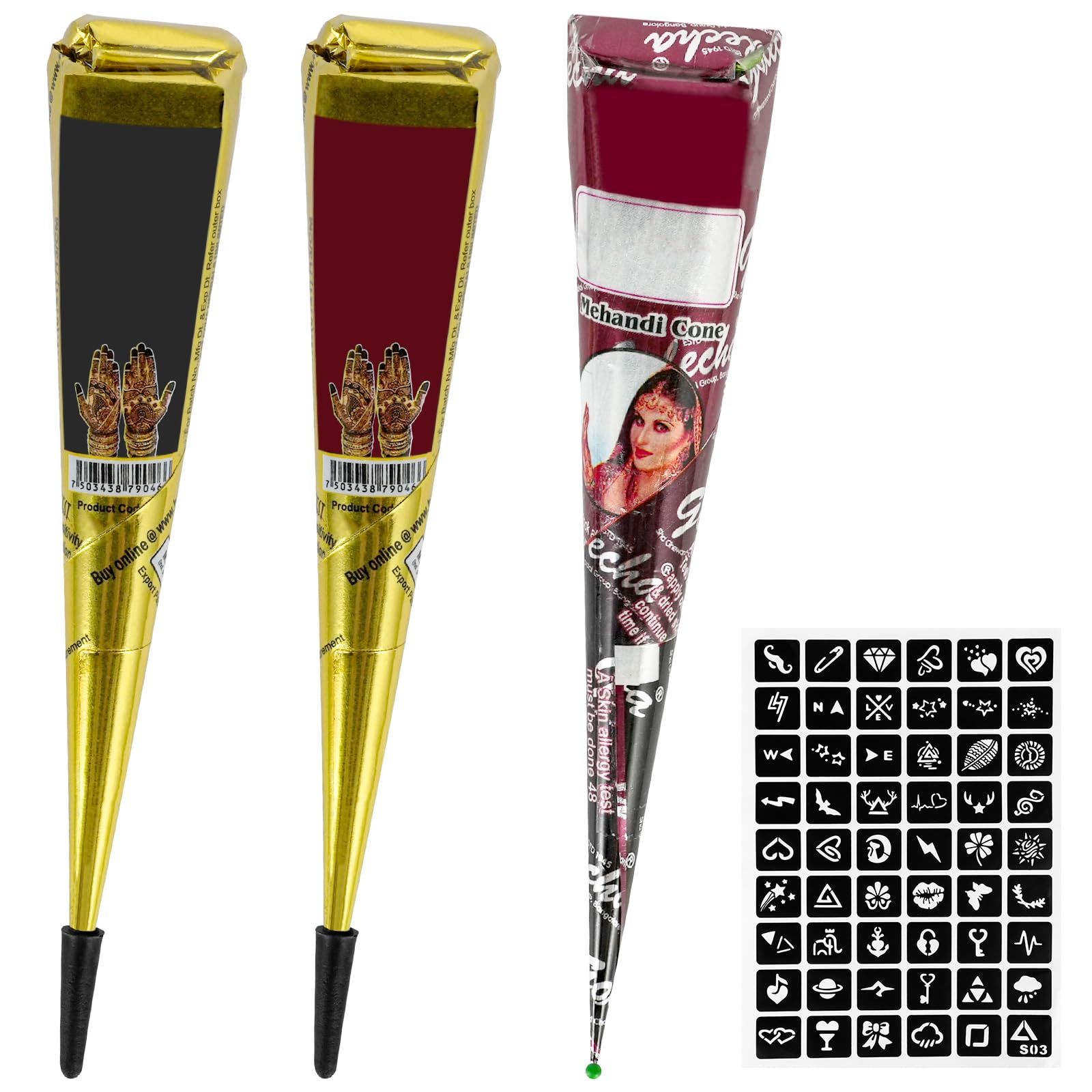 LOPHE Temporary Tattoos, Natural Temporary Tattoo Paste Cone For Body ...