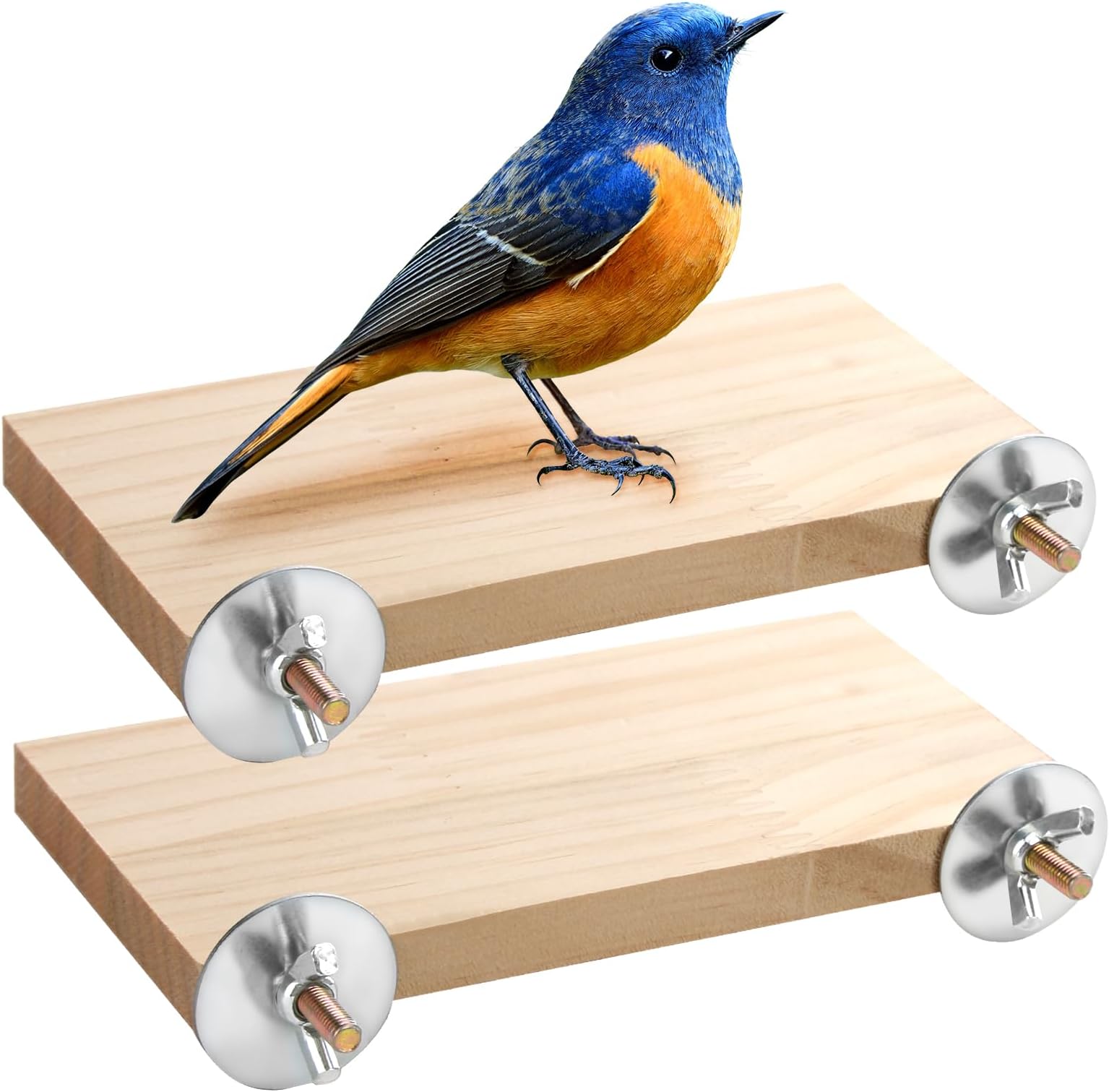 Bird Platform Natural Wood 4 PCS, Solid Wooden Birds Stand Parrot ...