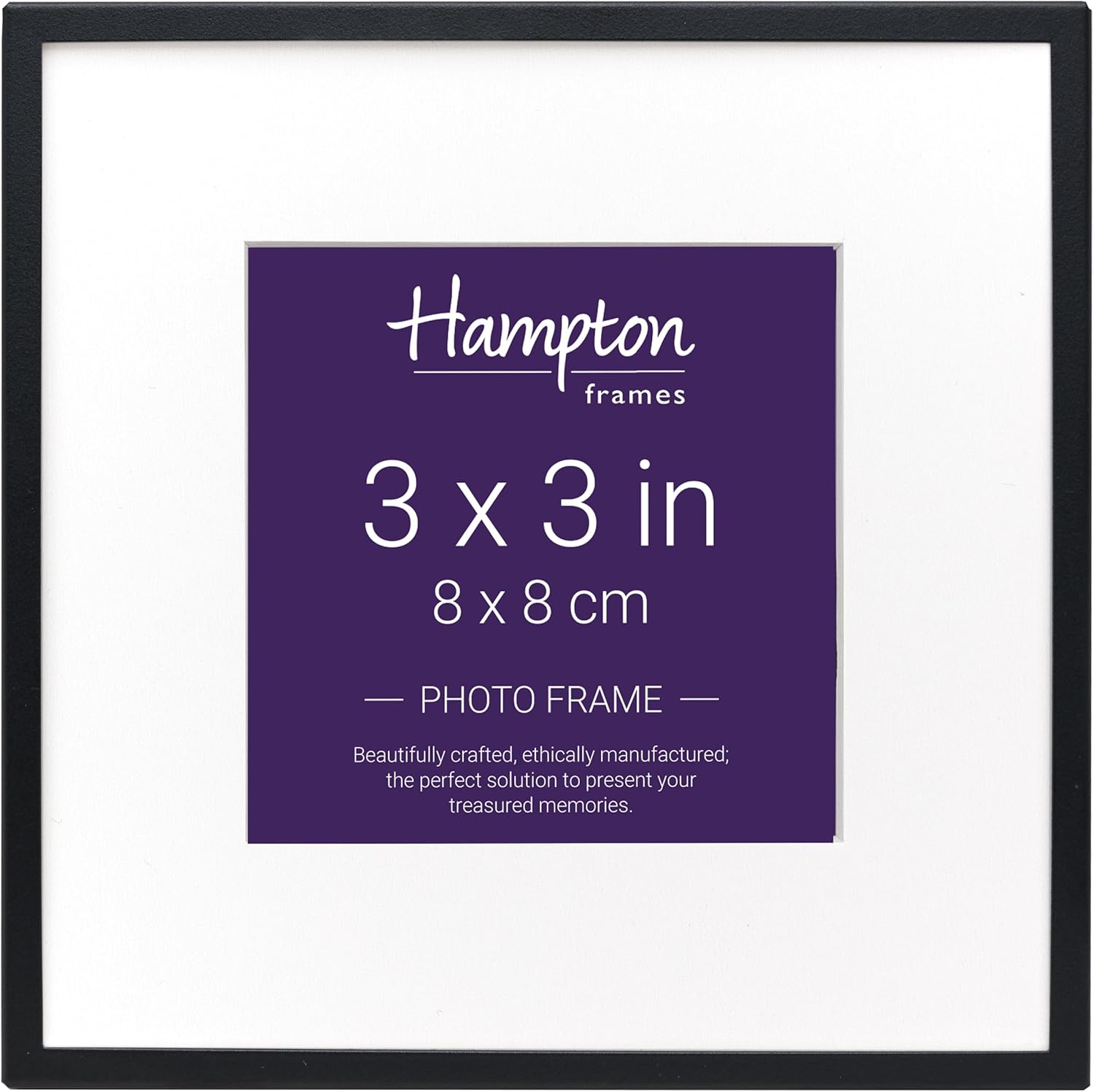 Hampton Frames, Photo Frame MADRID M138B33, 3x3in (8x8cm) Square, Matt ...