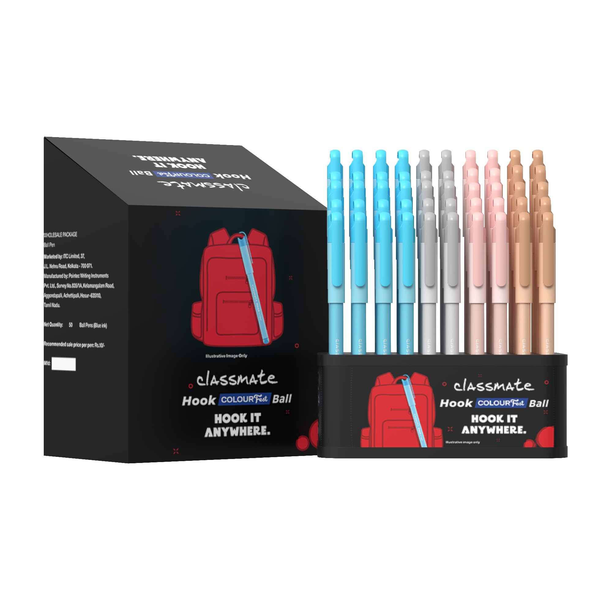 Classmate Spin Ball Pen- Blue (Pack of 50)|Attractive Pastel Shades for ...