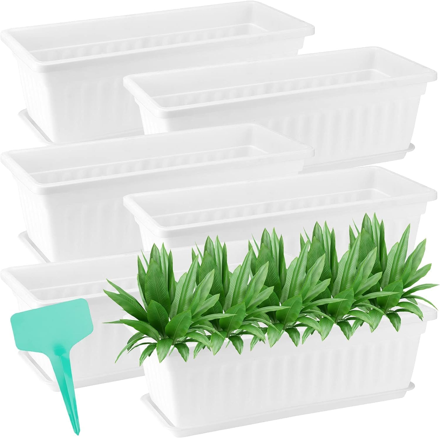 Amazon.com : MOUYAT 6 Pcs White Flower Window Box Planters, 17 x 7.5 x ...