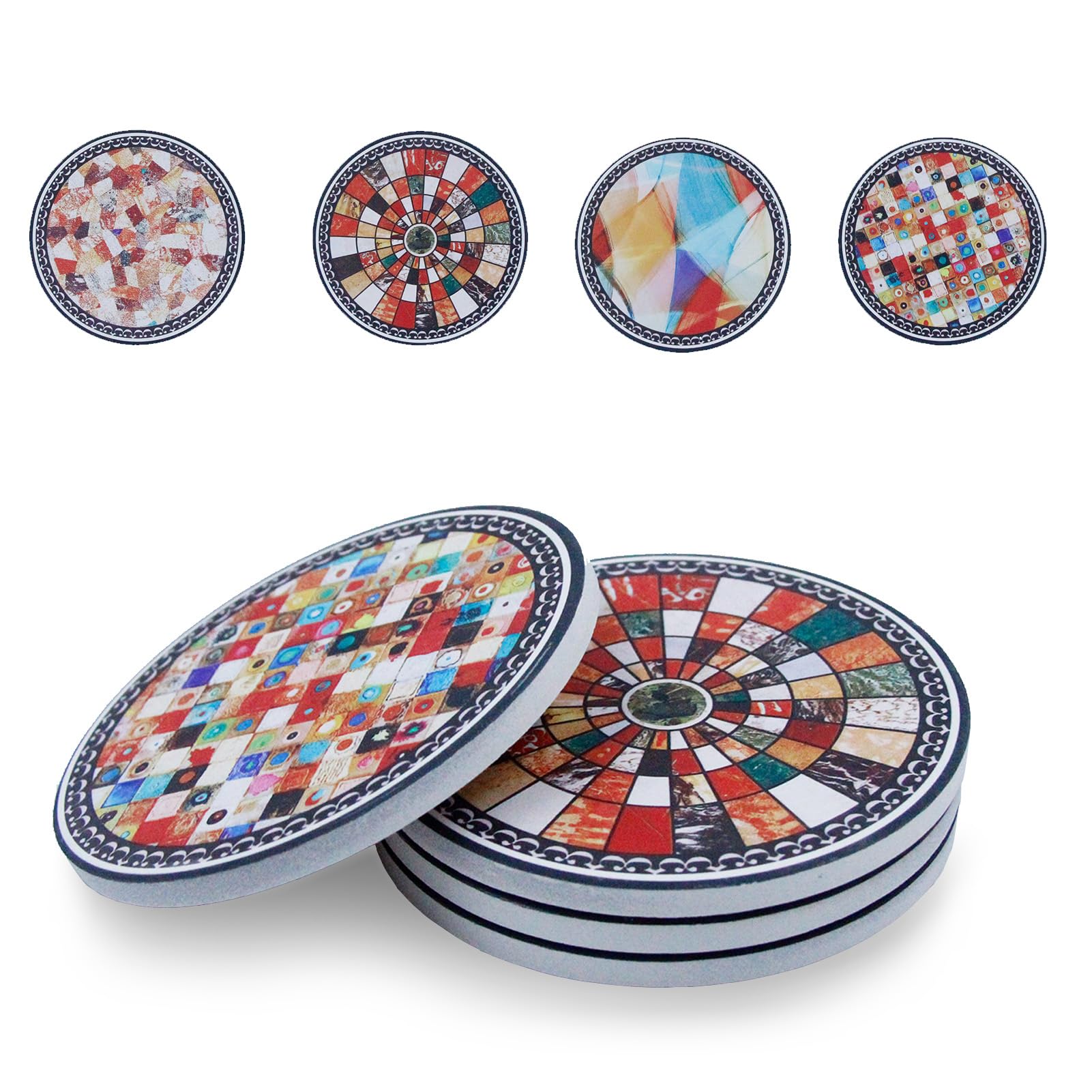 Coasters, Ceramic Stone Coasters for Drinks, Mosaic Absorbent Marble ...