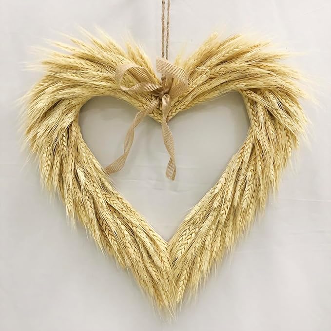 Amazon.com: Dried Wheat Flower, 15''-16'' Fall Wreath for Front Door ...