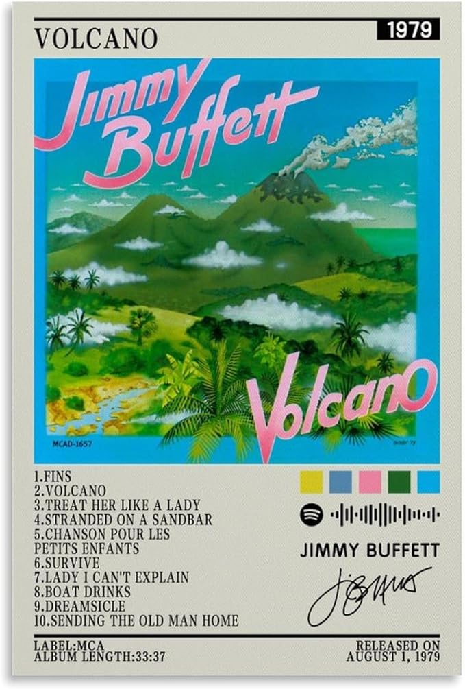 Amazon.com: amedi Jimmy Poster Buffett Volcano Album Cover Posters ...