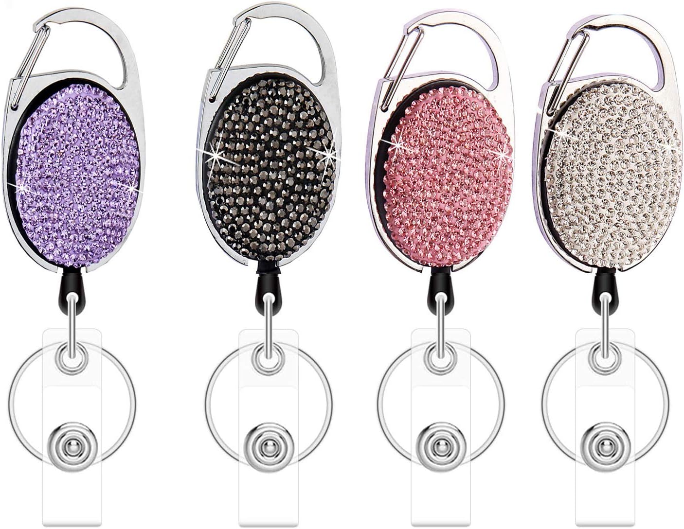 Amazon.com : Retractable Badge Holders with Bling Rhinestones Crystal ...