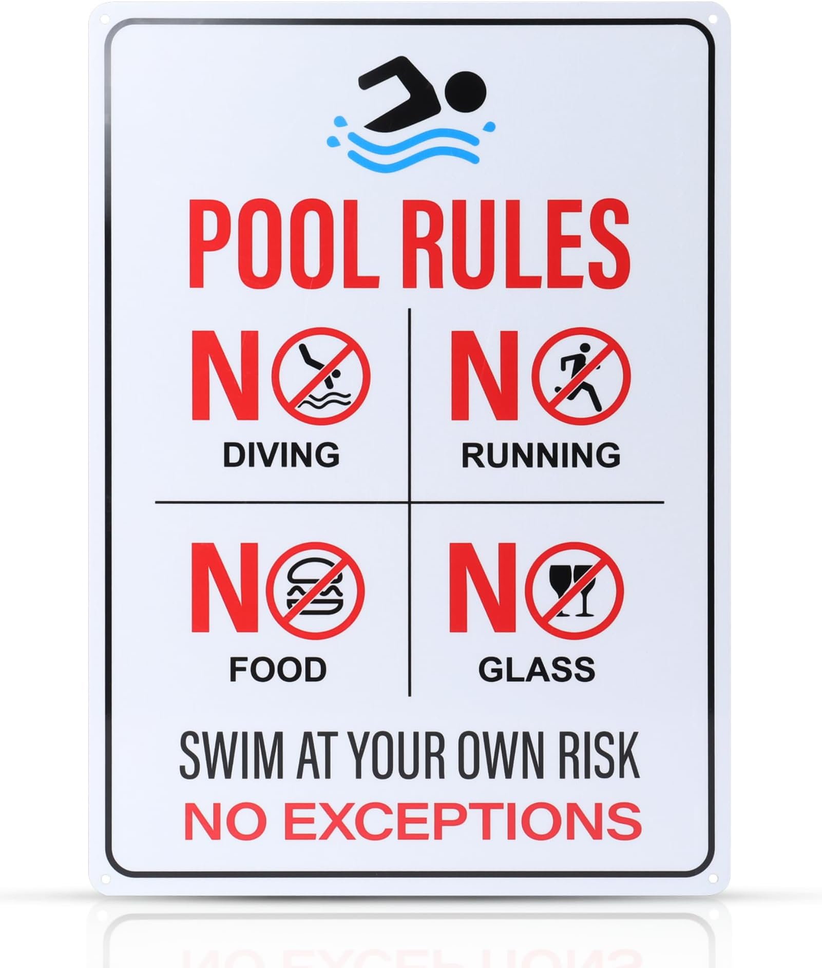 Amazon.com: Pool Rules Swim at Your Own Risk No Expections Sign, 10x14 ...
