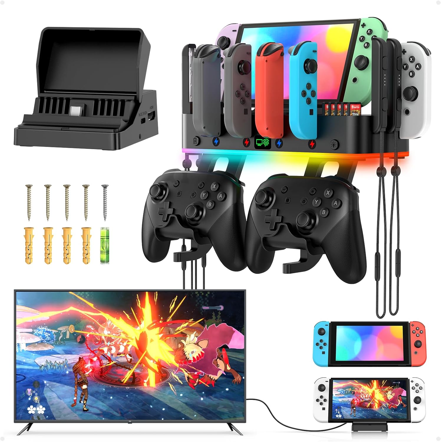 Amazon.com: Switch TV Dock Station & Wall Mount for Nintendo Switch ...