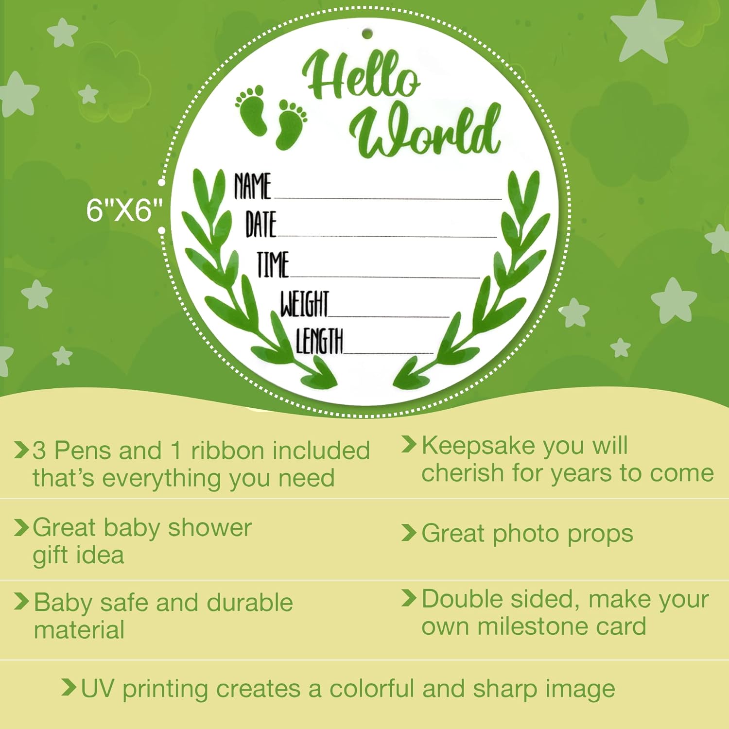 Hello World Birth Announcement Board - Round 6-Inch Bahrain | Ubuy