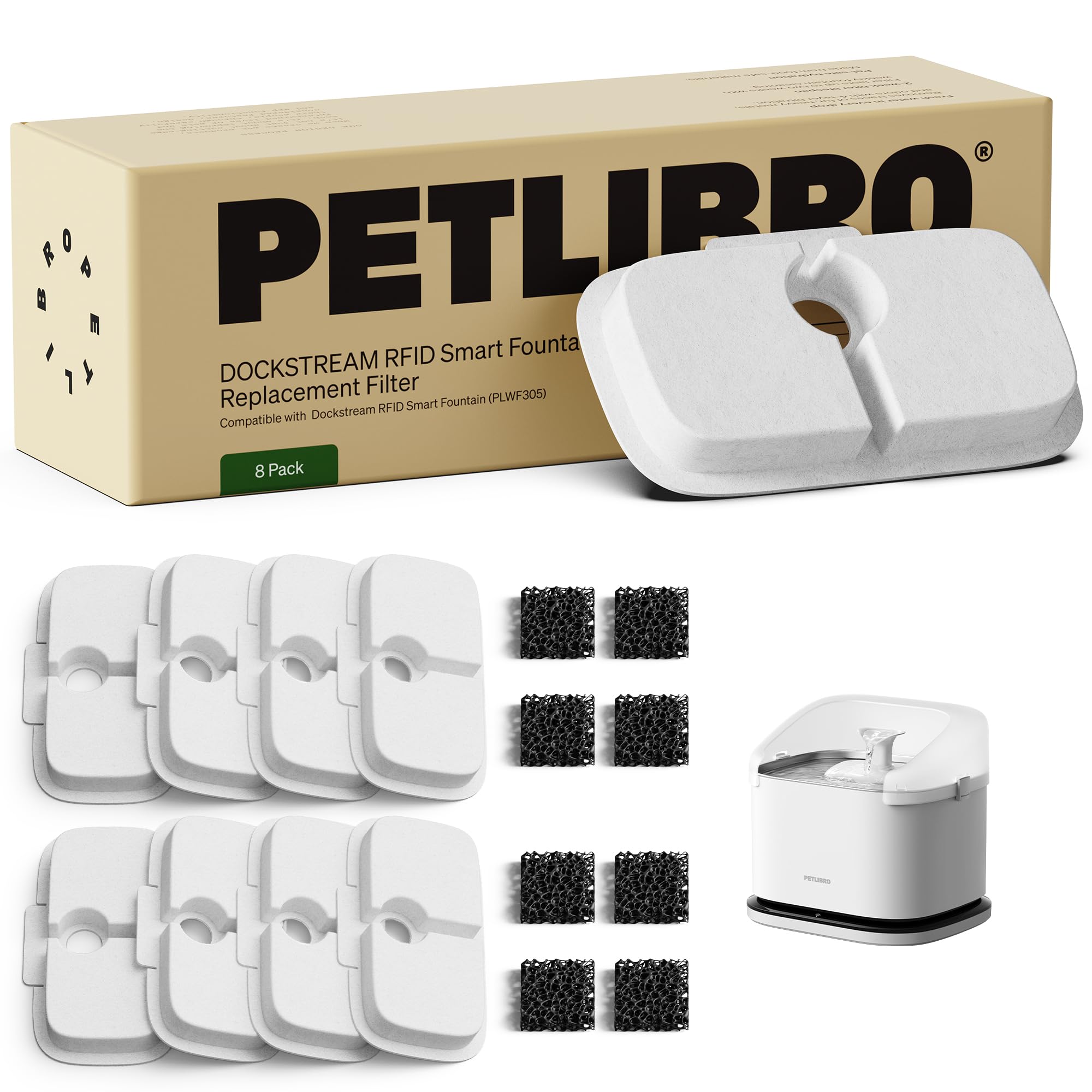 Amazon.com: PETLIBRO 8-Pack Filters for Dockstream RFID Smart Cat Water ...