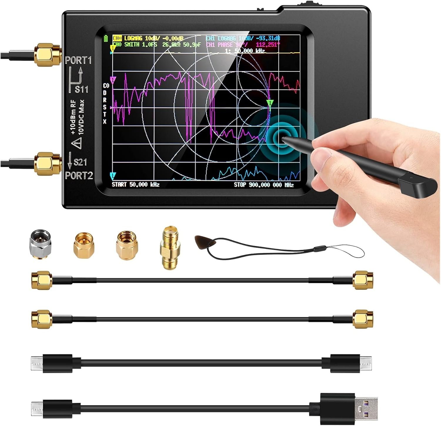 Amazon | アンテナアナライザ, VNA-H ベクトル ネットワーク アンテナ アナライザー 10KHz-1.5GHz MF HF ...