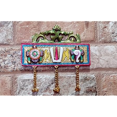 Buy Shri ji Mathura/Door Hanging Shankh Chakra Gold Plated with llatkan ...