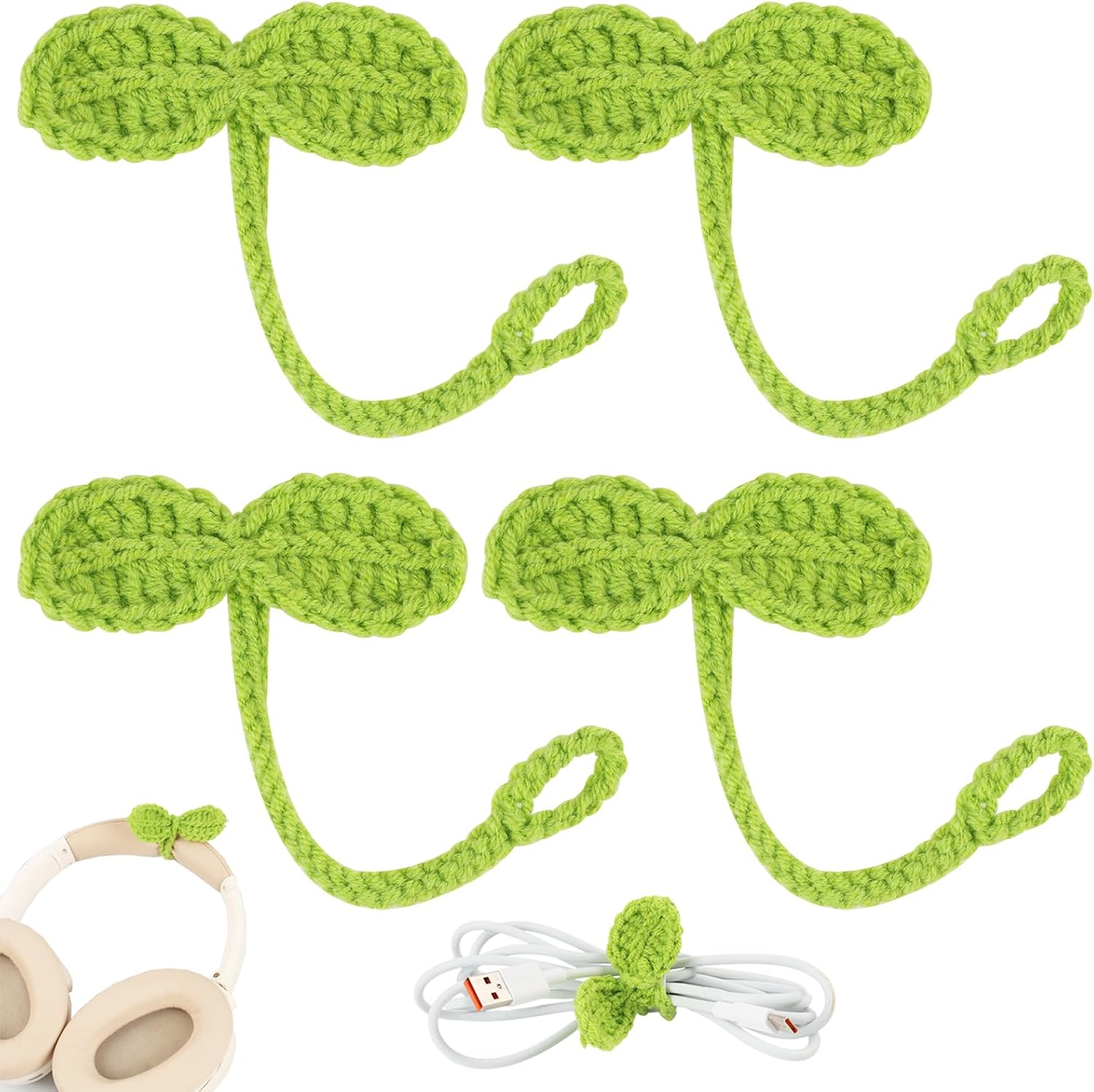 Amazon.com: 4 Pcs Handmade Crochet Leaves, Knitted Bookmark and Leaf ...