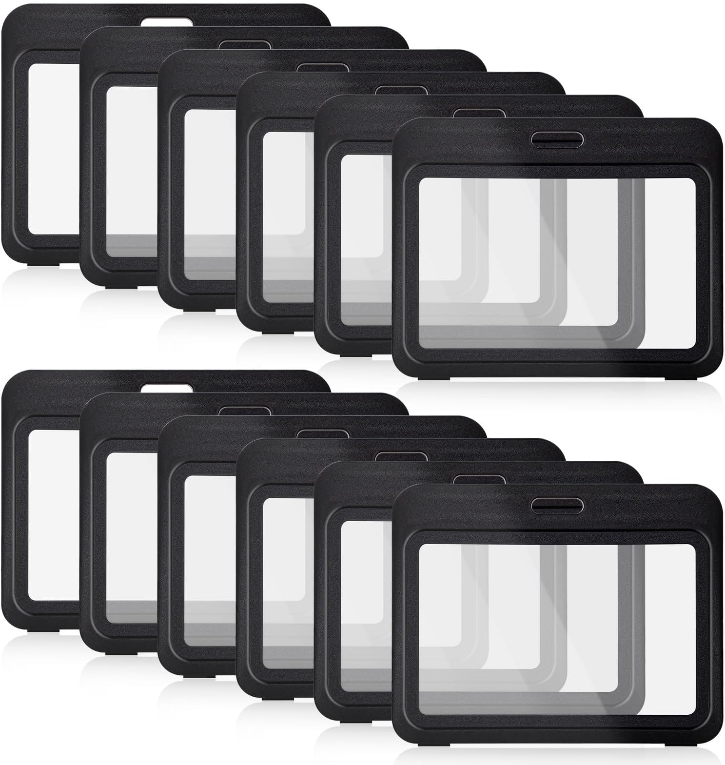 Amazon.com : 12 Pack Horizontal Badge Holder, Double-Sided Transparent ...