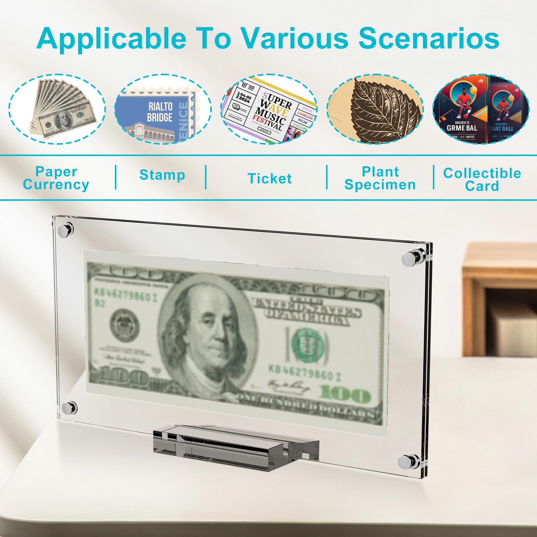 Snapklik.com : Boloyo Acrylic Dollar Bill Display Frame, 7.5 Inch 2PC ...