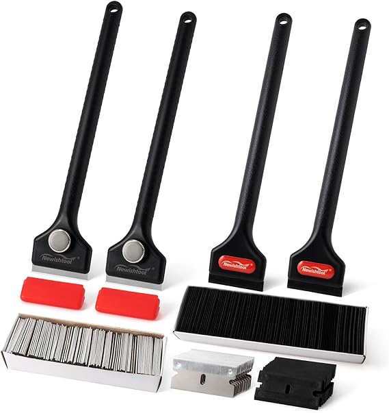 Amazon.com: NEWISHTOOL 4 Pcs Long Handle Razor Blade Scraper with 100 ...