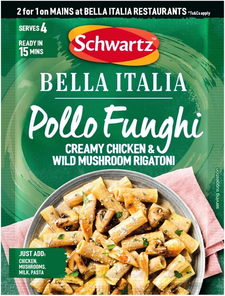 Schwartz x Bella Italia Pollo Funghi Creamy Chicken & Wild Mushroom ...