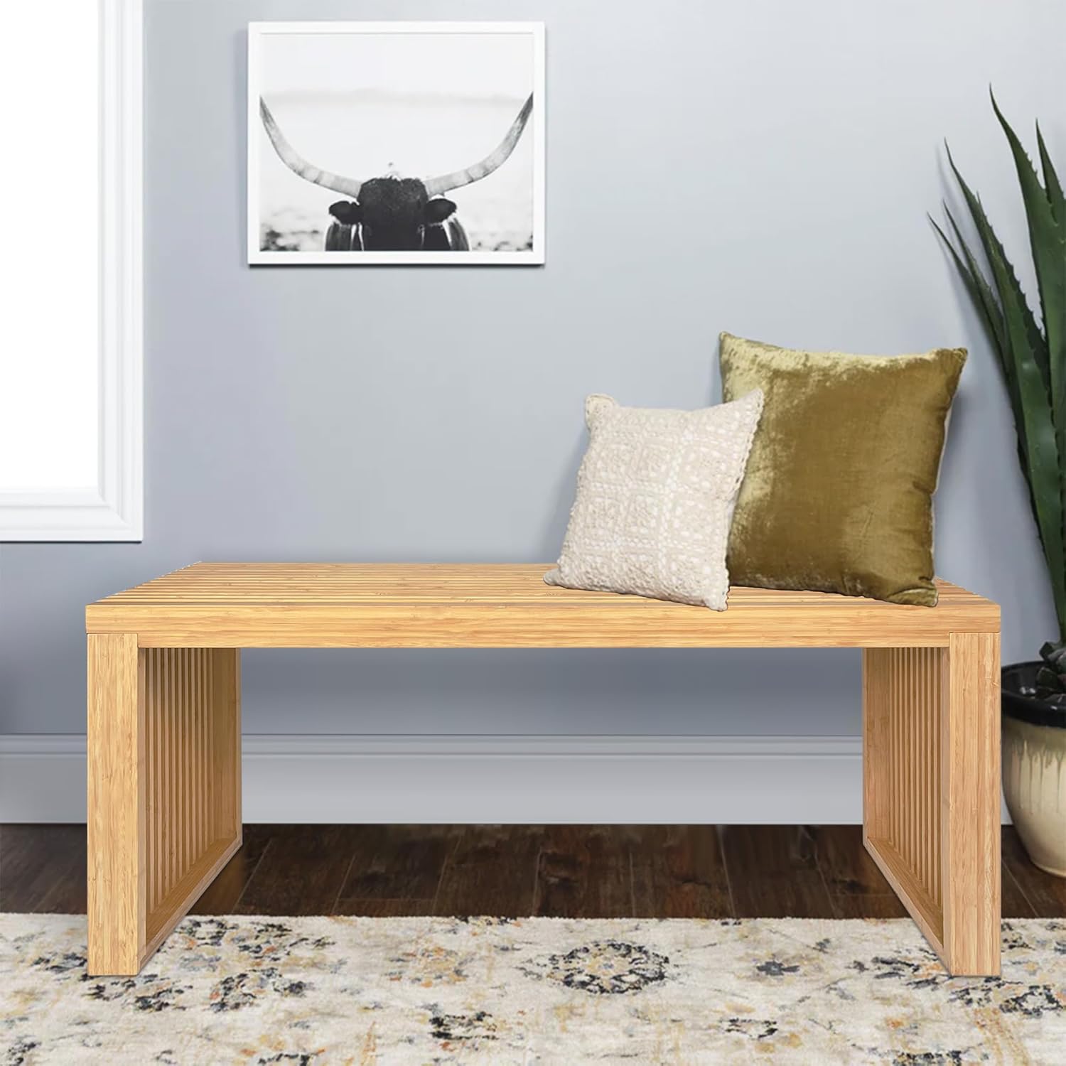 Amazon.com - KORETECH Bamboo Dining Bench, Wood Bench, Bench Seat ...