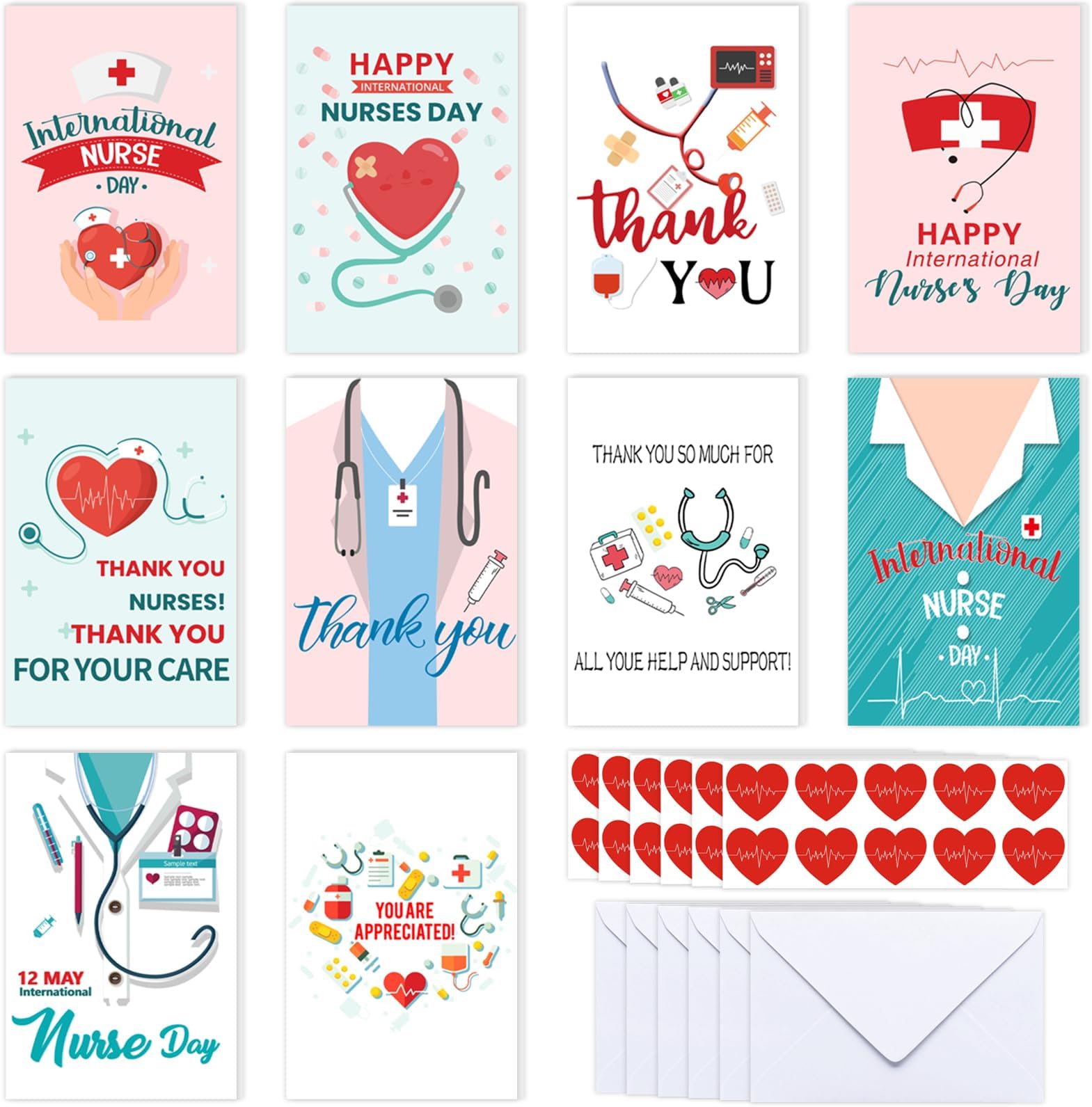 Amazon.com: LECONCES Mason Jar Nurse Thank You Cards Kraft Paper, 24 ...