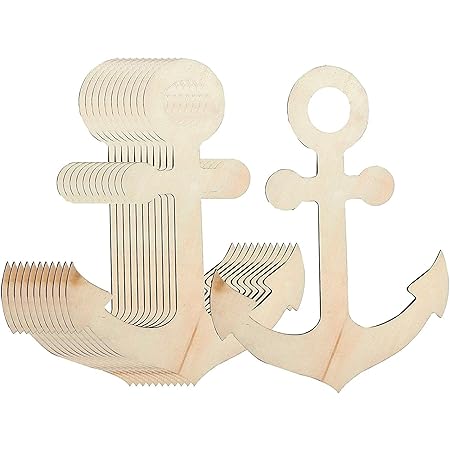Amazon.com: 6 Pack Unfinished Wooden Anchors for Crafts, Nautical Wood ...