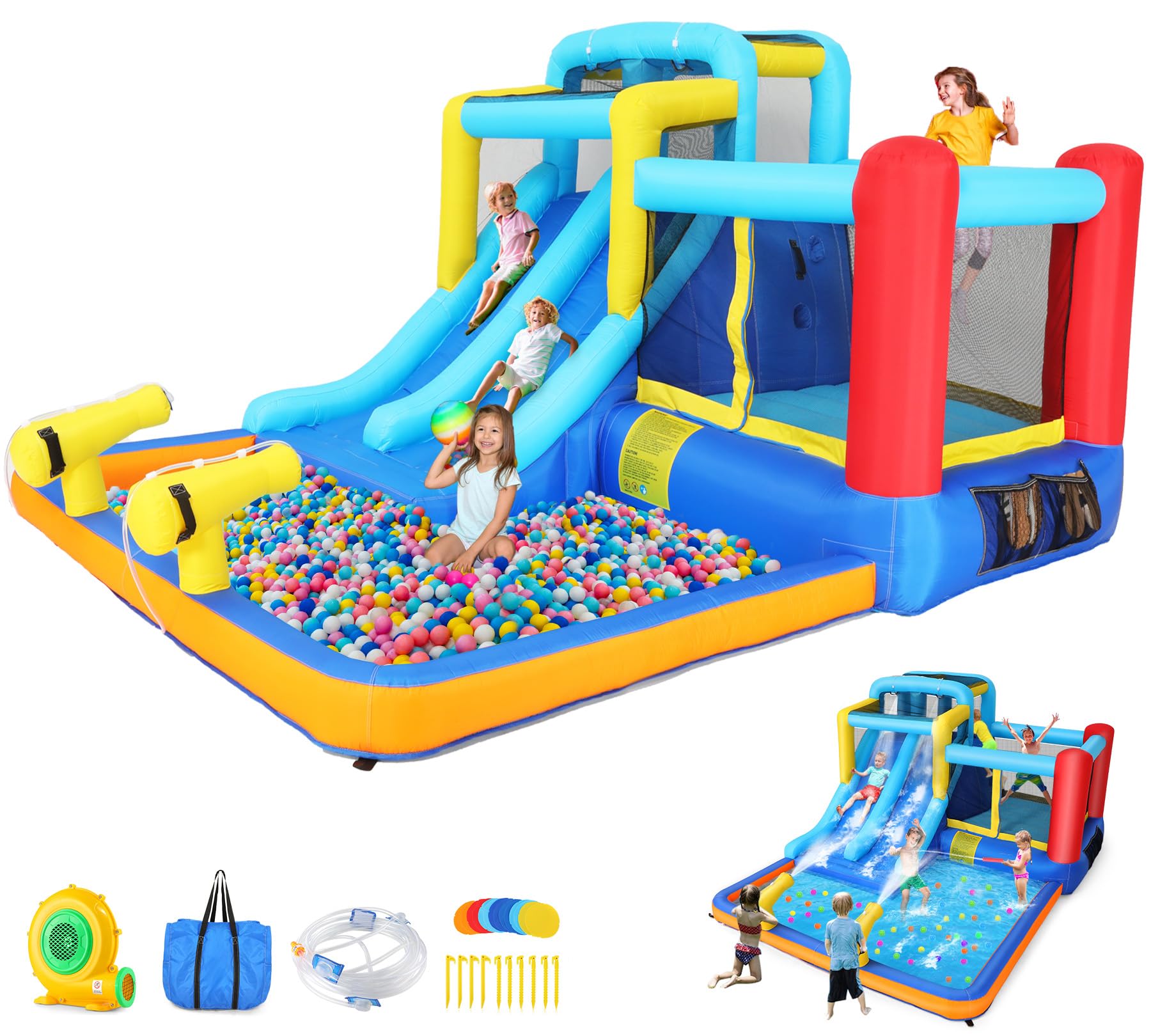 Amazon.com: Whubefy Bounce House with Double Slide, Ball Pit & Blower ...