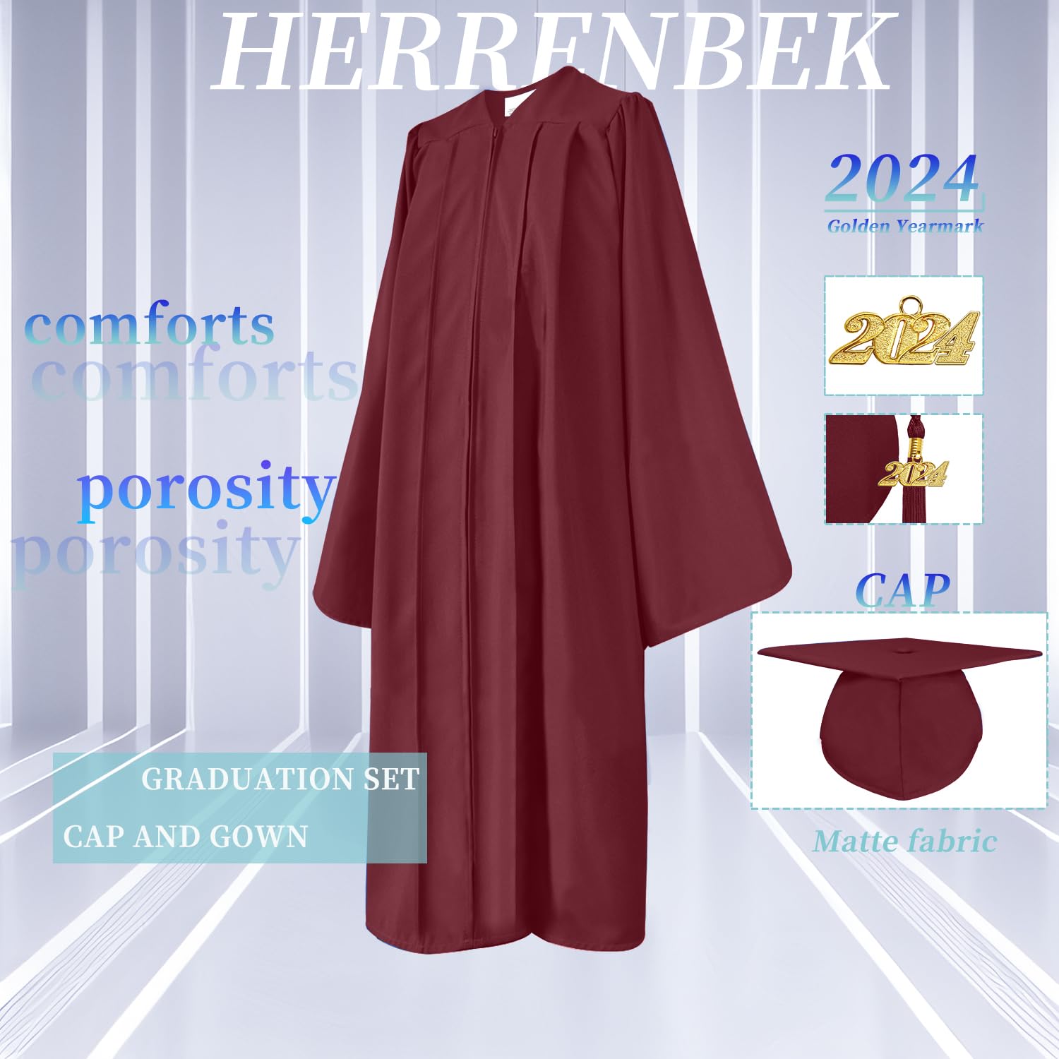 Snapklik.com : Matte Graduation Cap And Gown 2024 Tassel Adults Set For ...