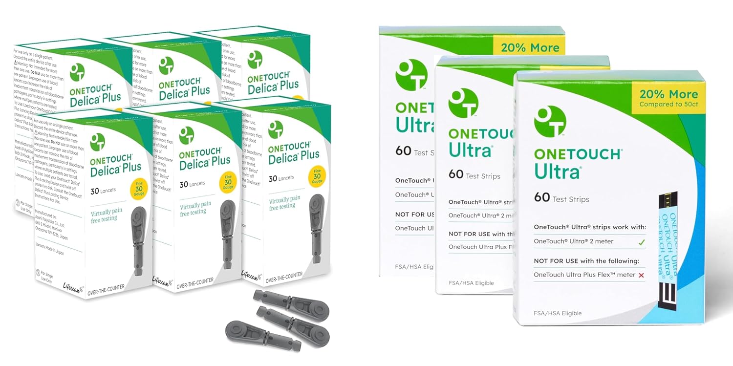 Amazon.com: OneTouch Delica Plus Lancets & OneTouch Ultra Test Strips ...