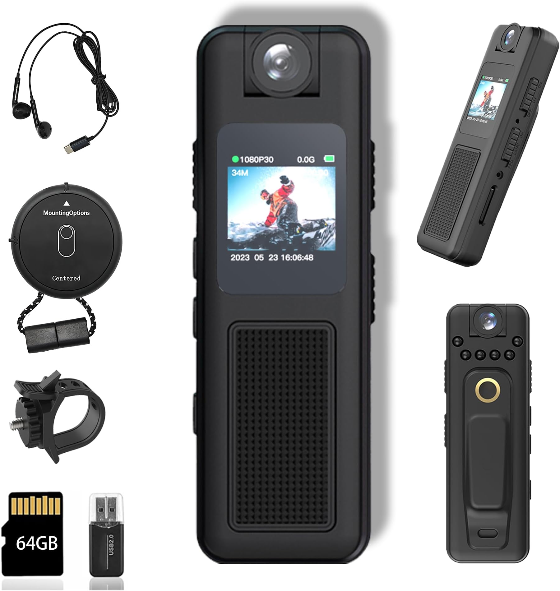 Amazon.com : Mini Body Camera with HD1080P Video Recorder -180 ...