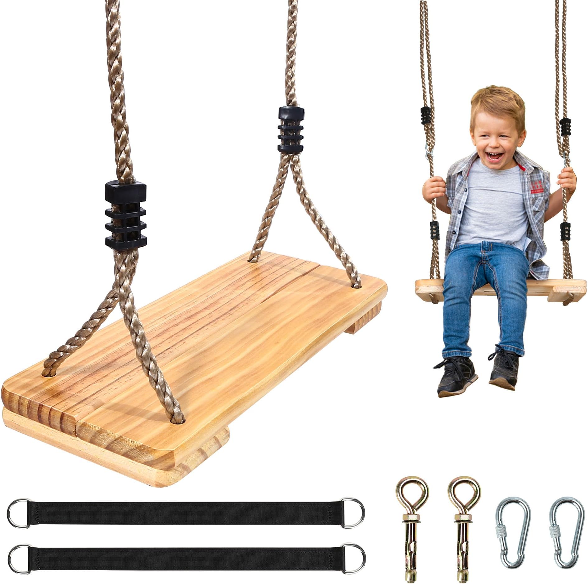 Amazon.com: Hanging Wooden Swing Wood Swing for Tree Wooden Tree Swing ...