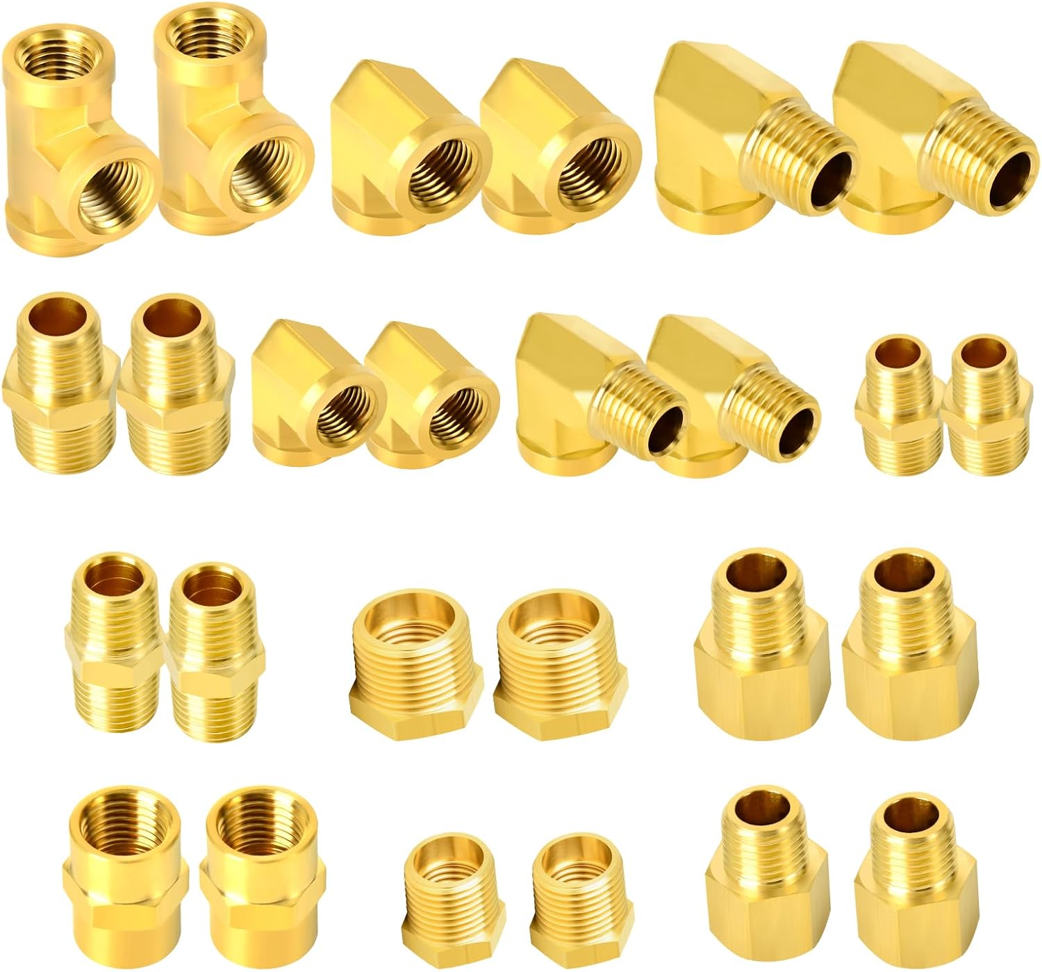 Amazon.com: GASHER 26PCS Brass Pipe Fitting Kit, Hex Bushing, Reducer ...