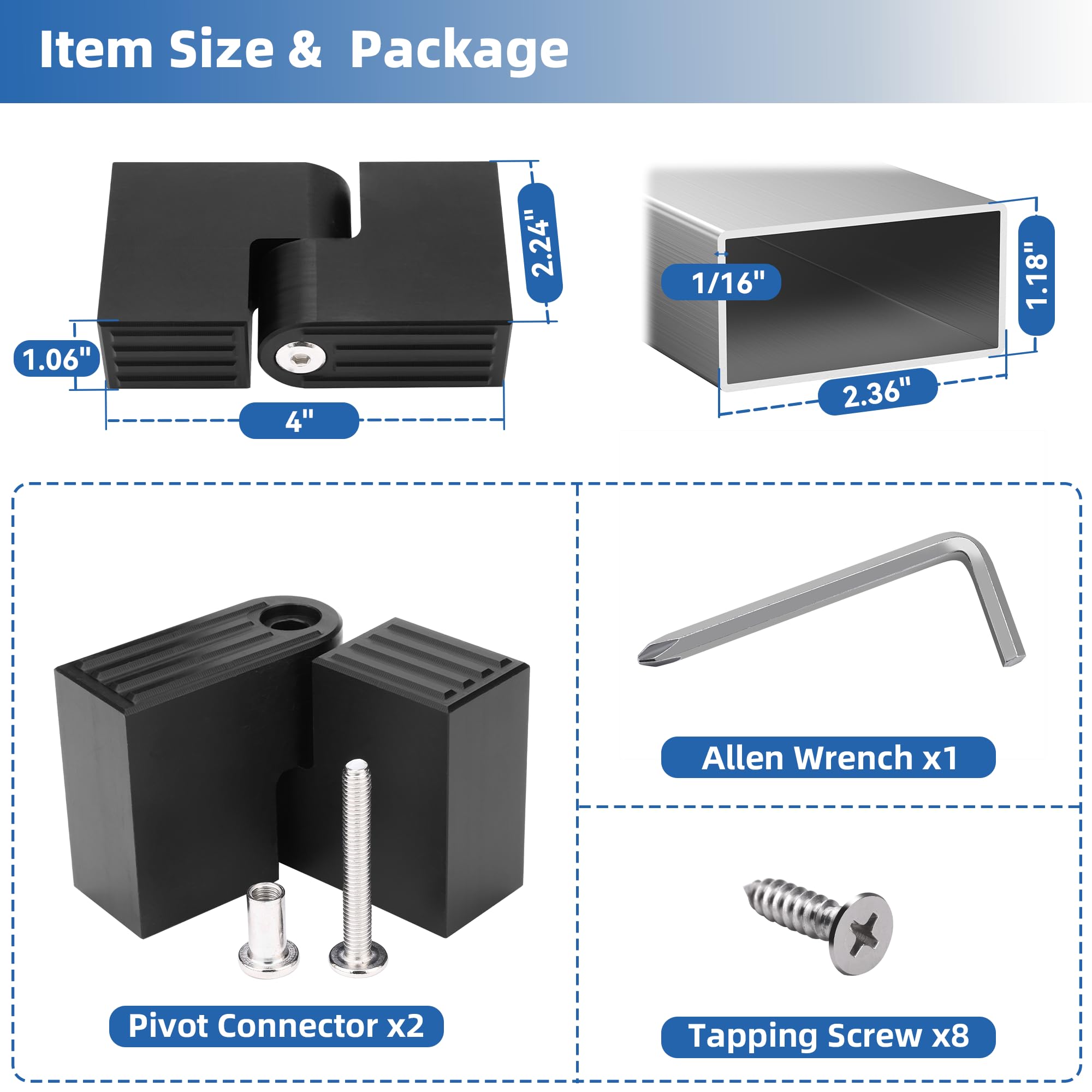 Snapklik.com : Railing Handrail Accessories, 2 Pack Vertical Pivot ...