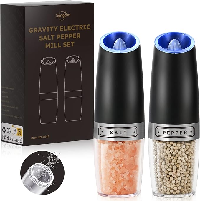Amazon.com: Gravity Electric Pepper and Salt Grinder Set, Sangcon ...