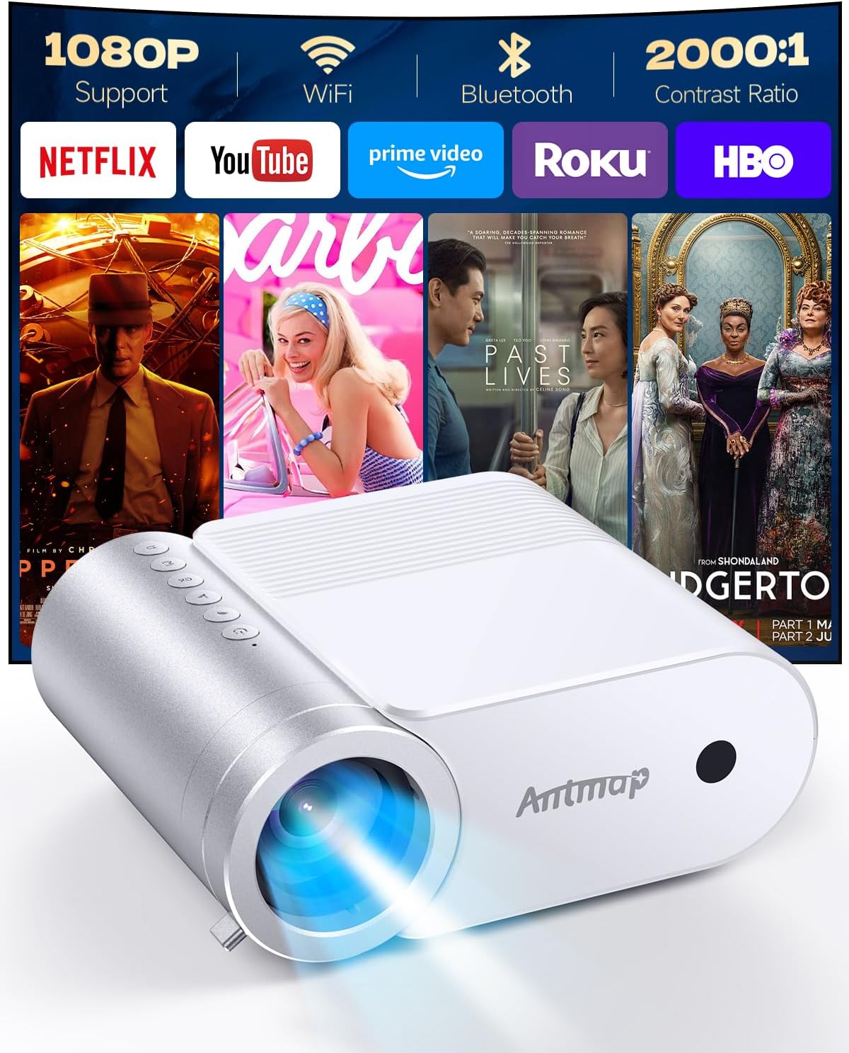Amazon.com: Antmap Mini Projector with WiFi and Bluetooth, Portable ...