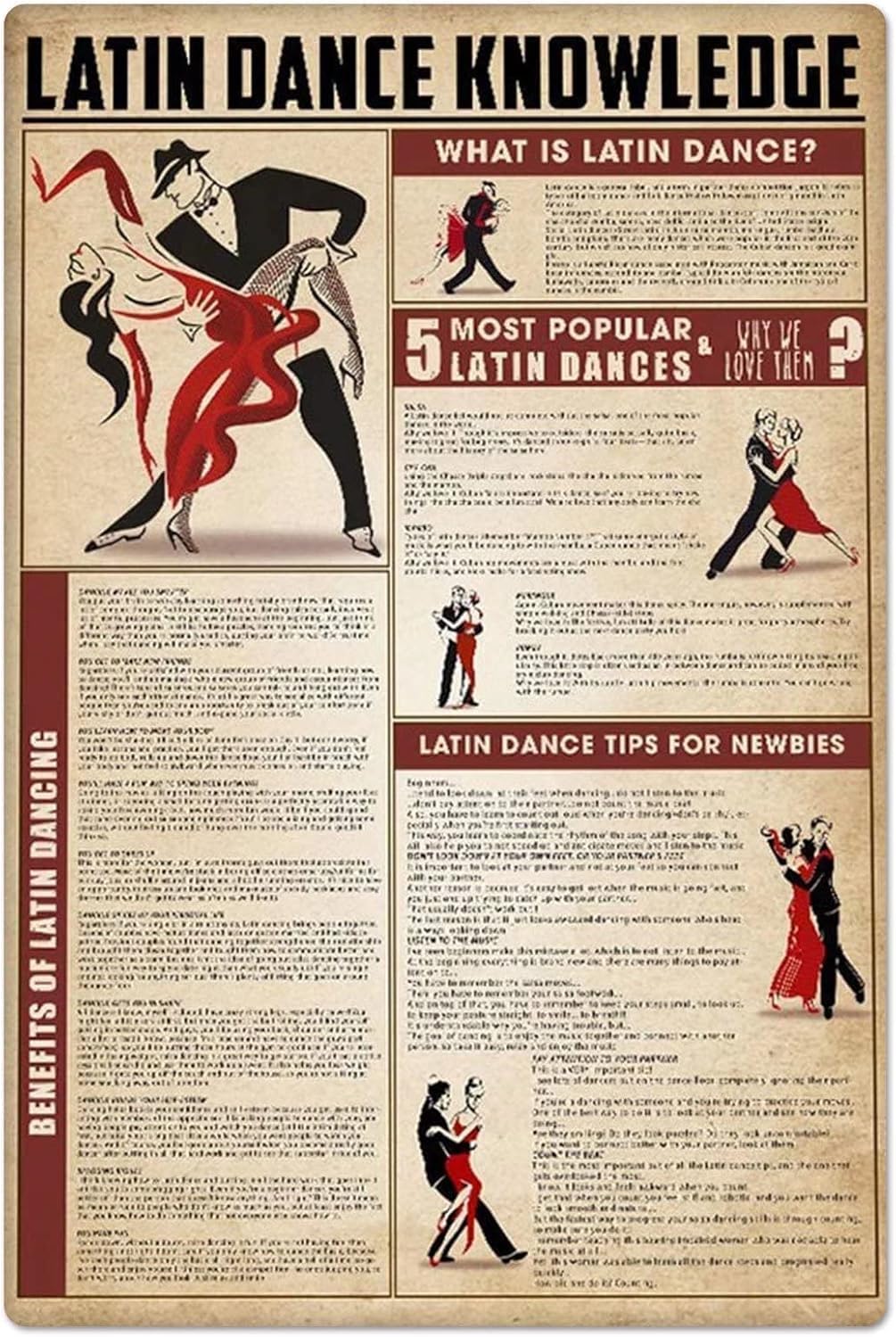 Amazon.com : Latin Dance Knowledge Metal Tin Signs Latin Dance ...