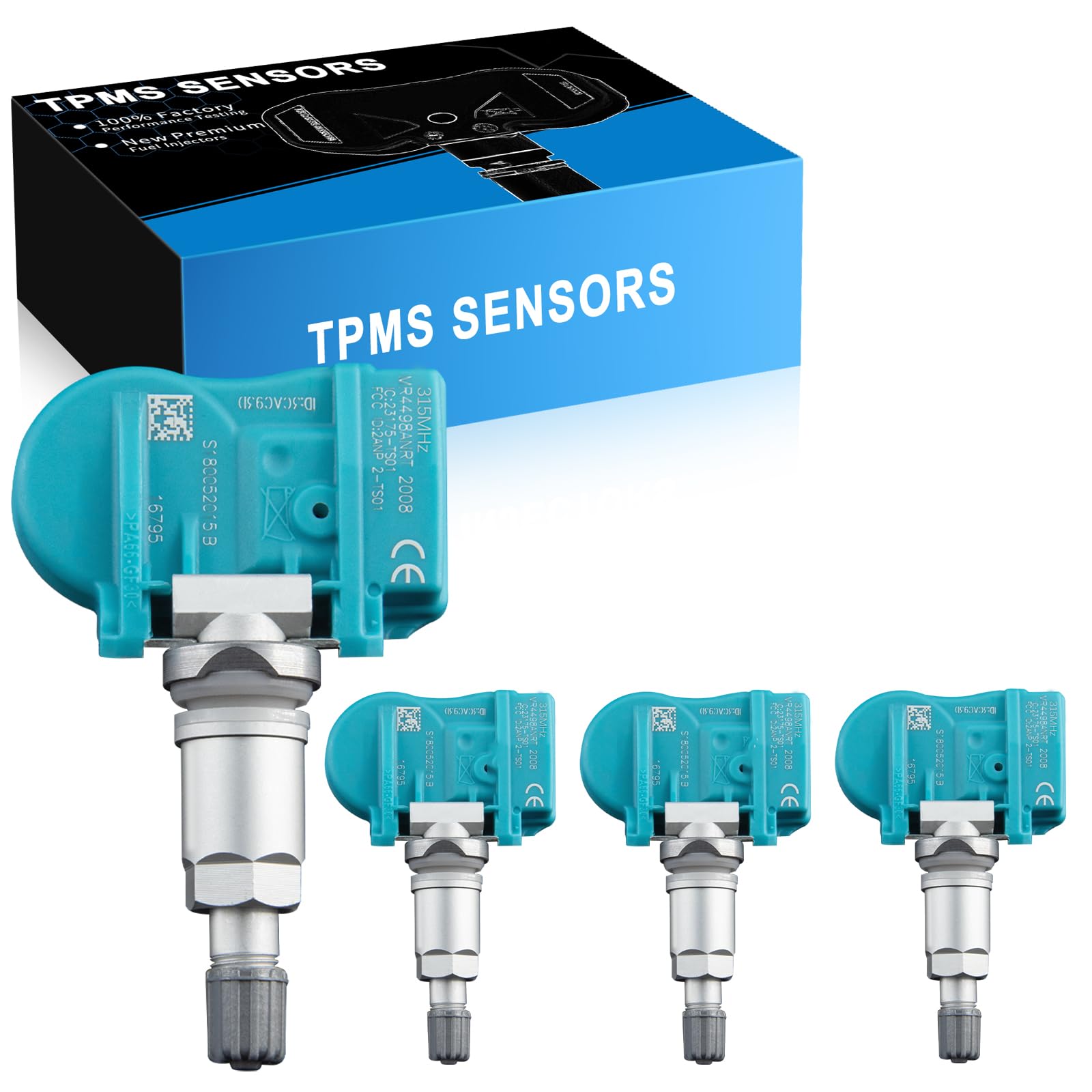 Pre-programmed S 4PCS Pre-Programmed TPMS Sensors 315MHz - Compatible ...