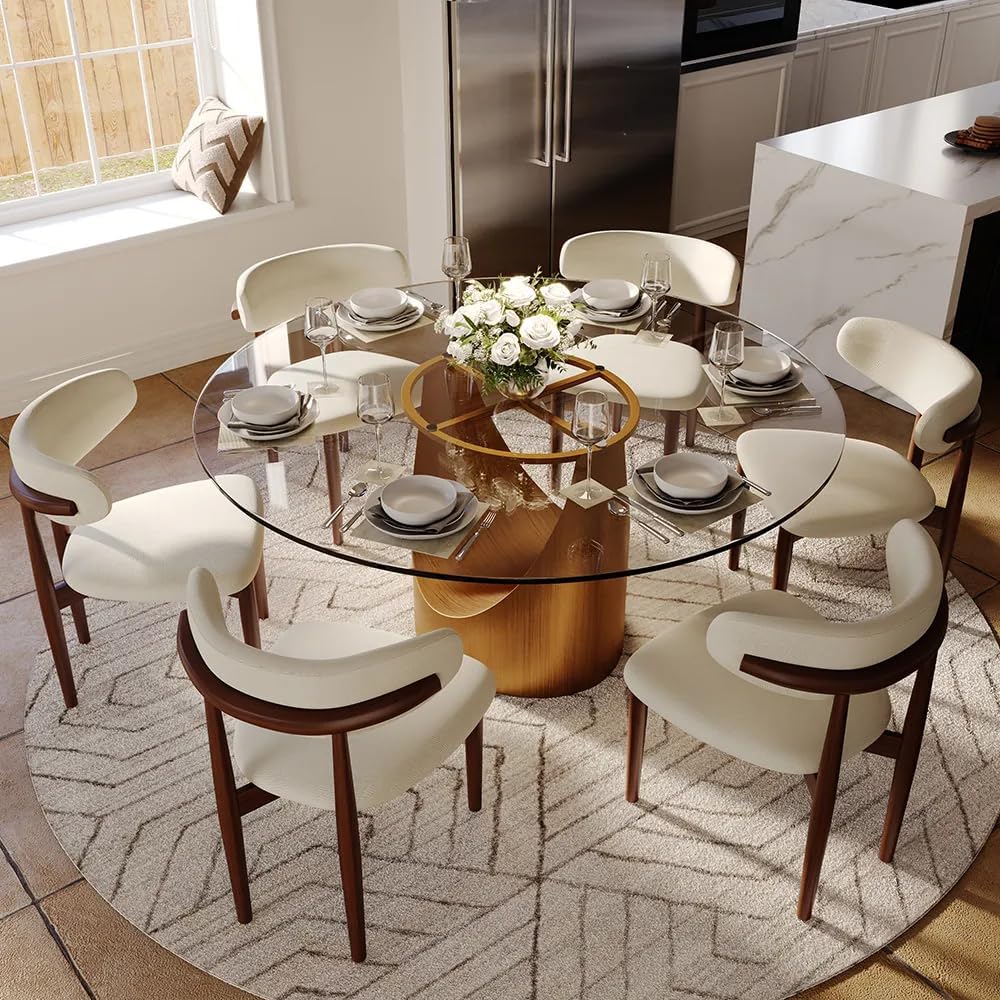 Povison Round Dining Table For 6 59 Glass Tabletop Dining | Desertcart UAE