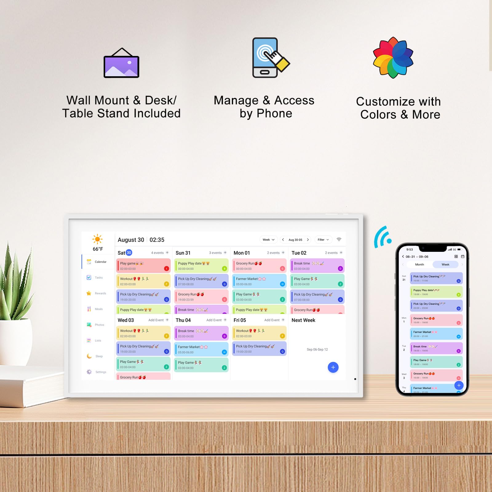 Snapklik.com : 21.5 Inch Digital Calendar, Smart Digital Planner ...