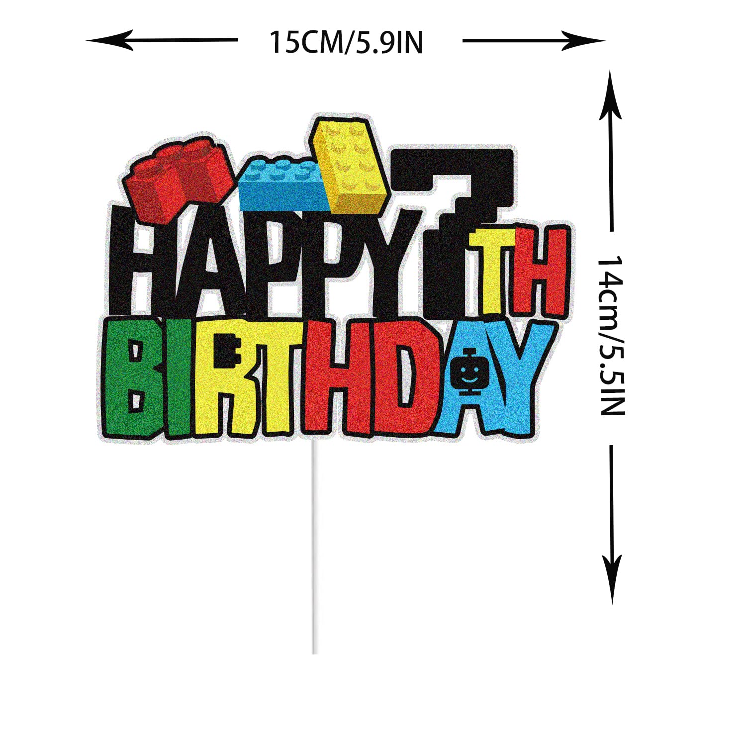 Snapklik.com : Building Blocks Happy 7th Birthday Cake Topper Colorful ...