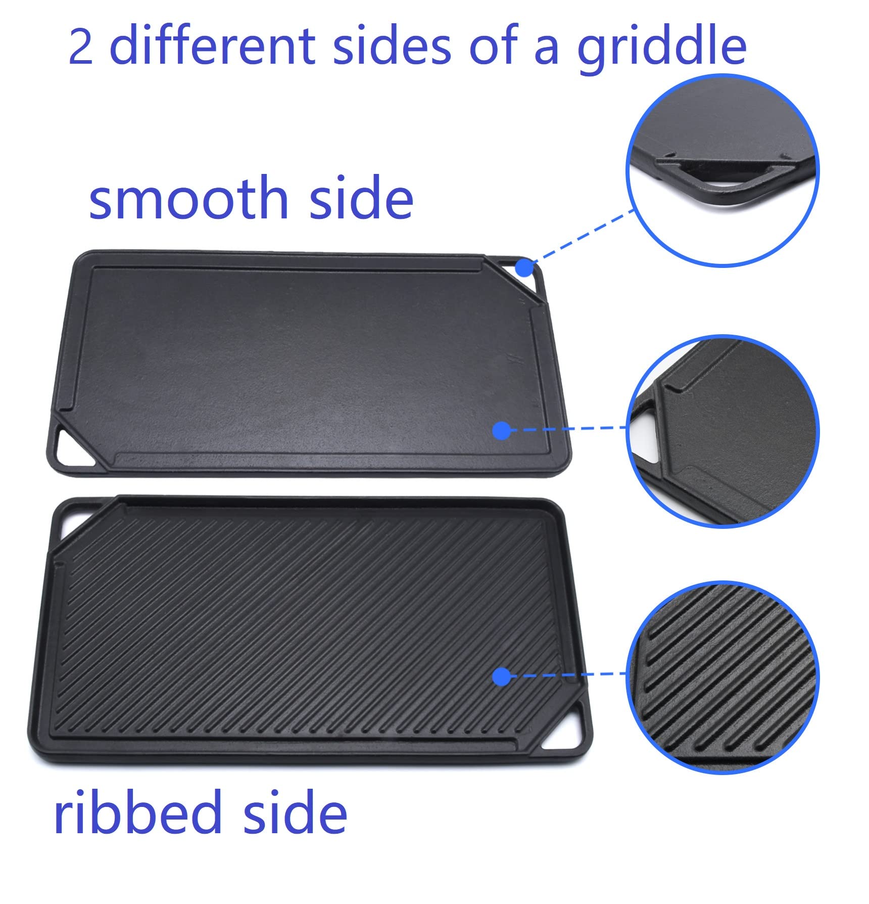 (only one) GasSaf Cast Iron Reversible Griddle, 20 Inch x 10.5 Inch ...
