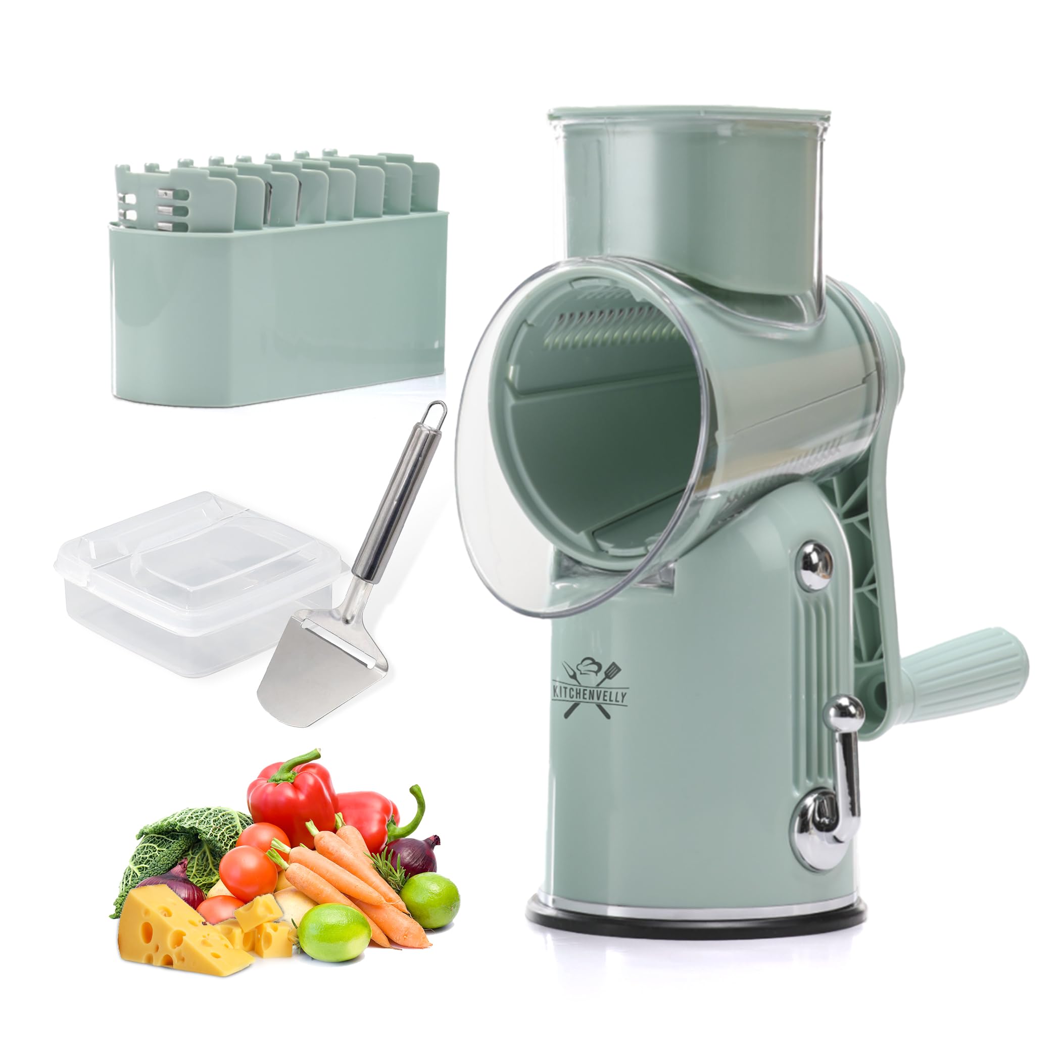 Amazon.com: 5-in-1 Rotary Cheese Grater with Hand Crank – Multi ...