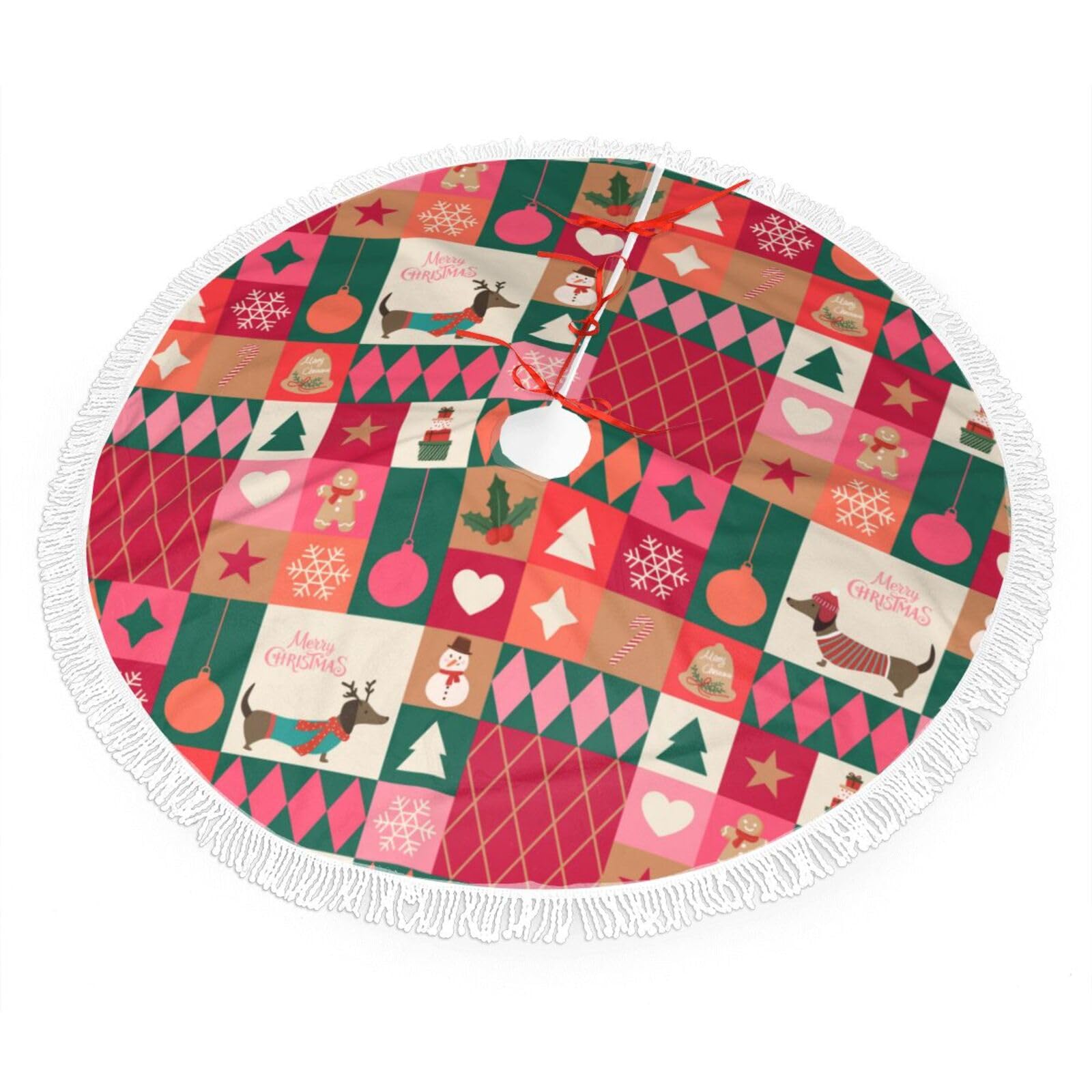 Amazon.com: Dachshunds Christmas Tree Skirt 36 Inch Christmas Pattern ...