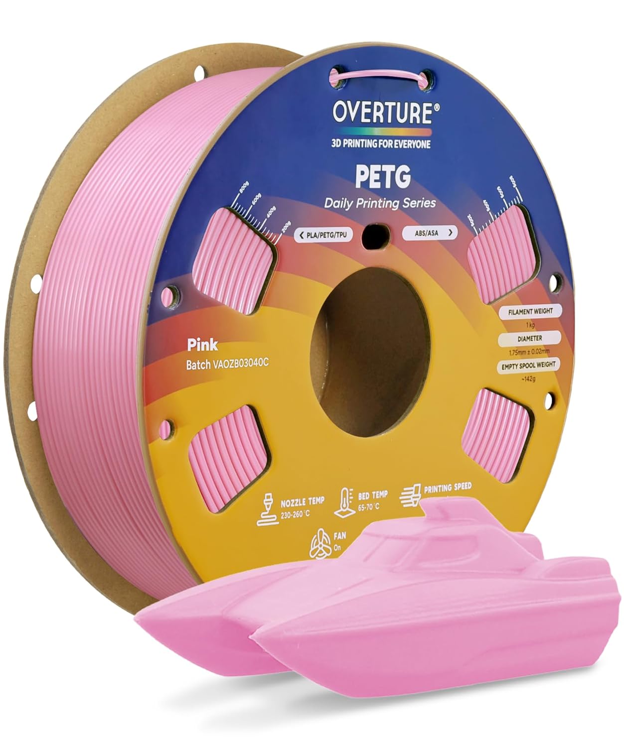 OVERTURE PETG Filament 1.75mm, 3D Printer Filament, 1kg Filament (2 ...