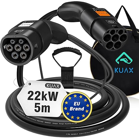 KUAX Type 2 charging cable, 22 kW, 3 phase charging cable with 32 A, 5 ...