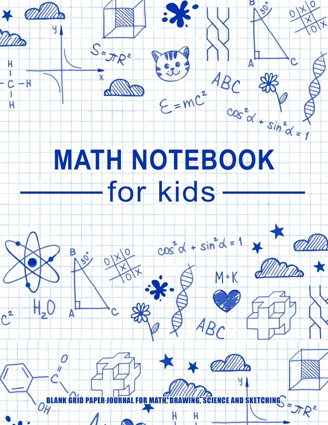 Math Notebook For Kids : Blank Grid Paper Journal For Math, Drawing ...